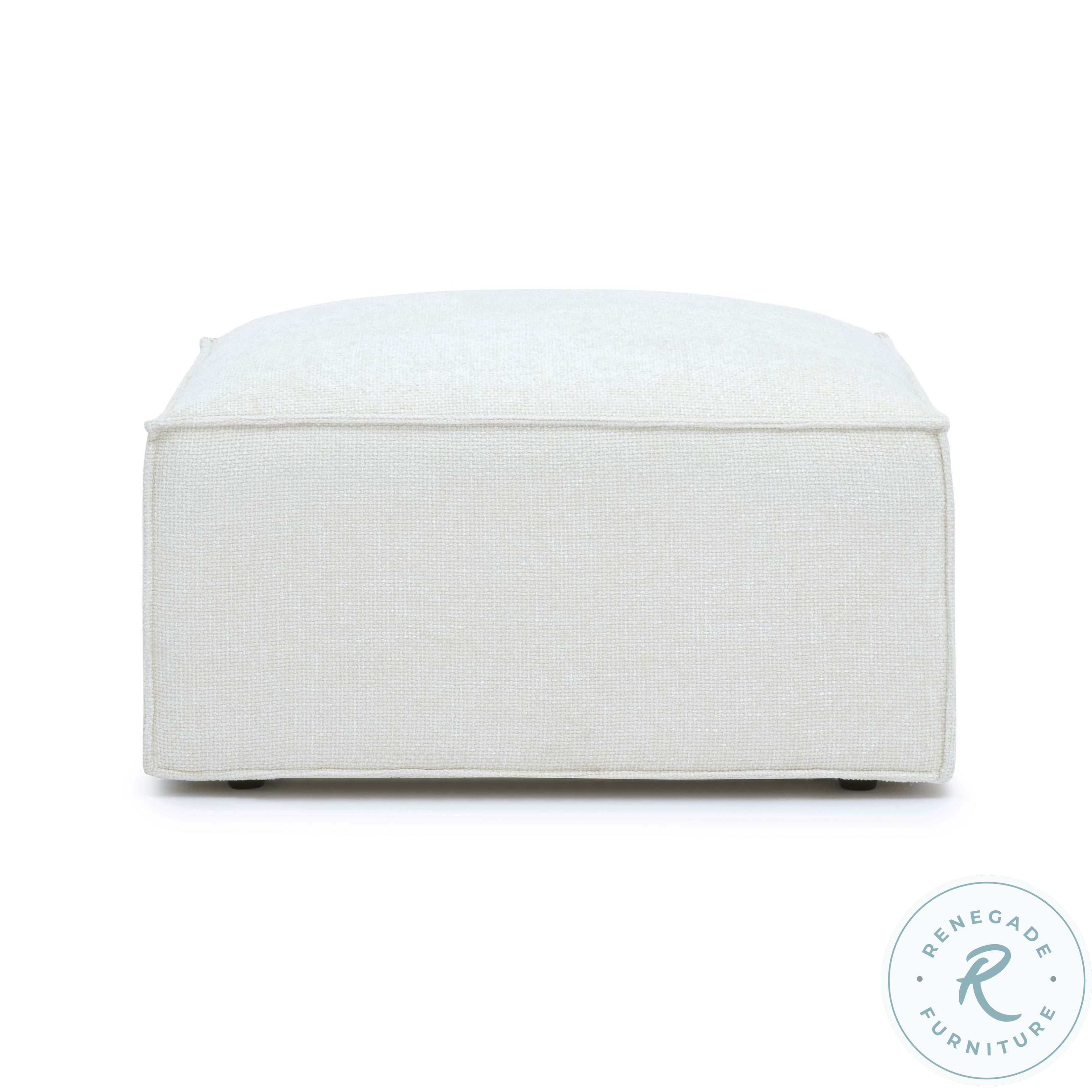Mindy Cream Chenille Basketweave Square Ottoman From TOV | Coleman ...