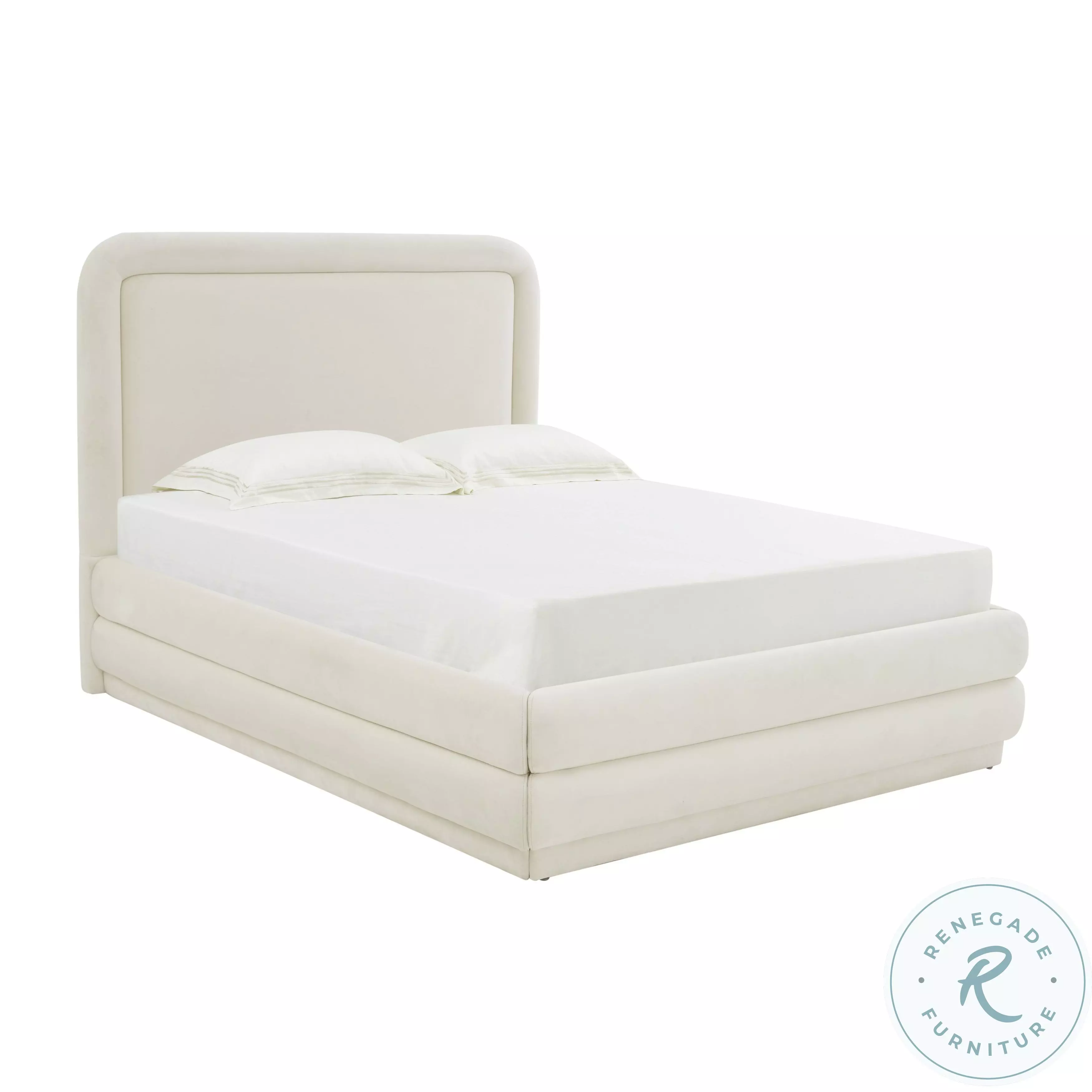 Briella Cream Velvet King Upholstered Panel Bed From Home Gallery ...