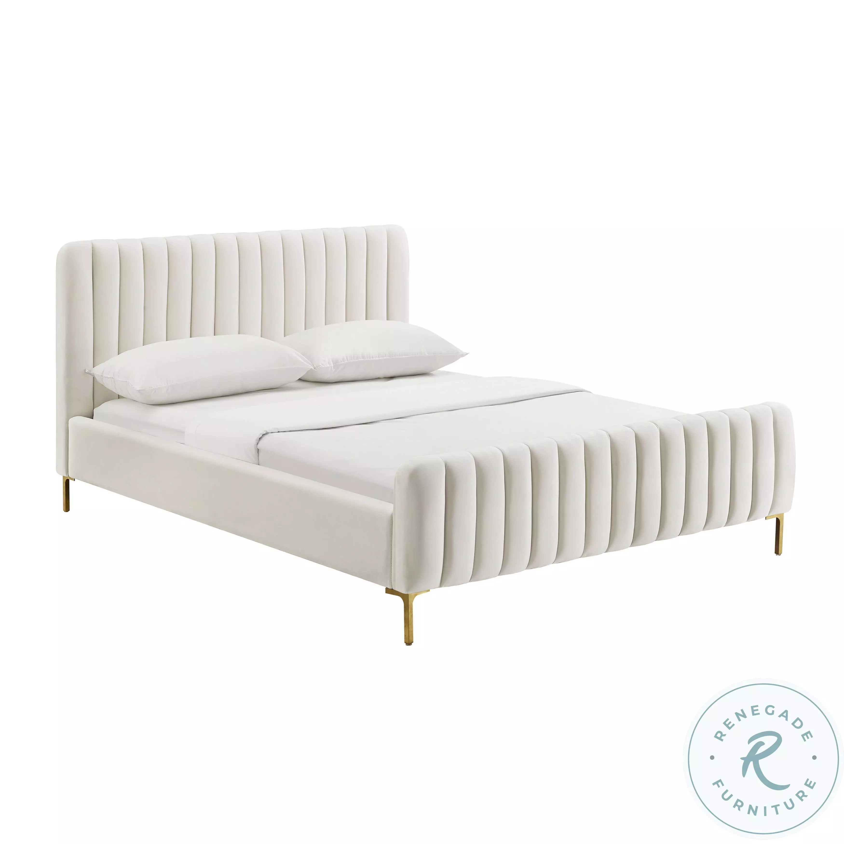 Angela Cream Queen Upholstered Panel Bed from TOV | Coleman Furniture