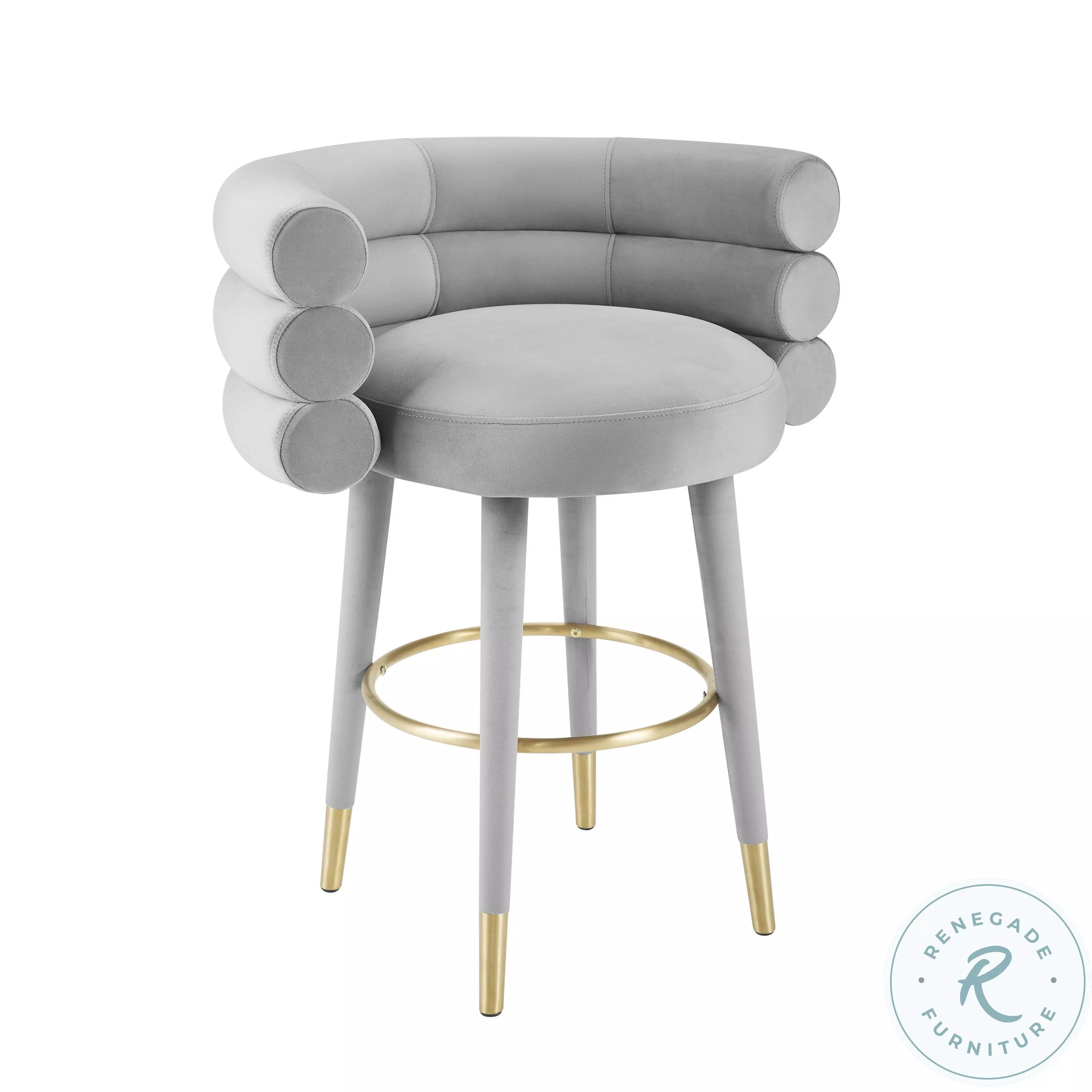 Betty Grey Velvet Counter Stool from TOV | Coleman Furniture