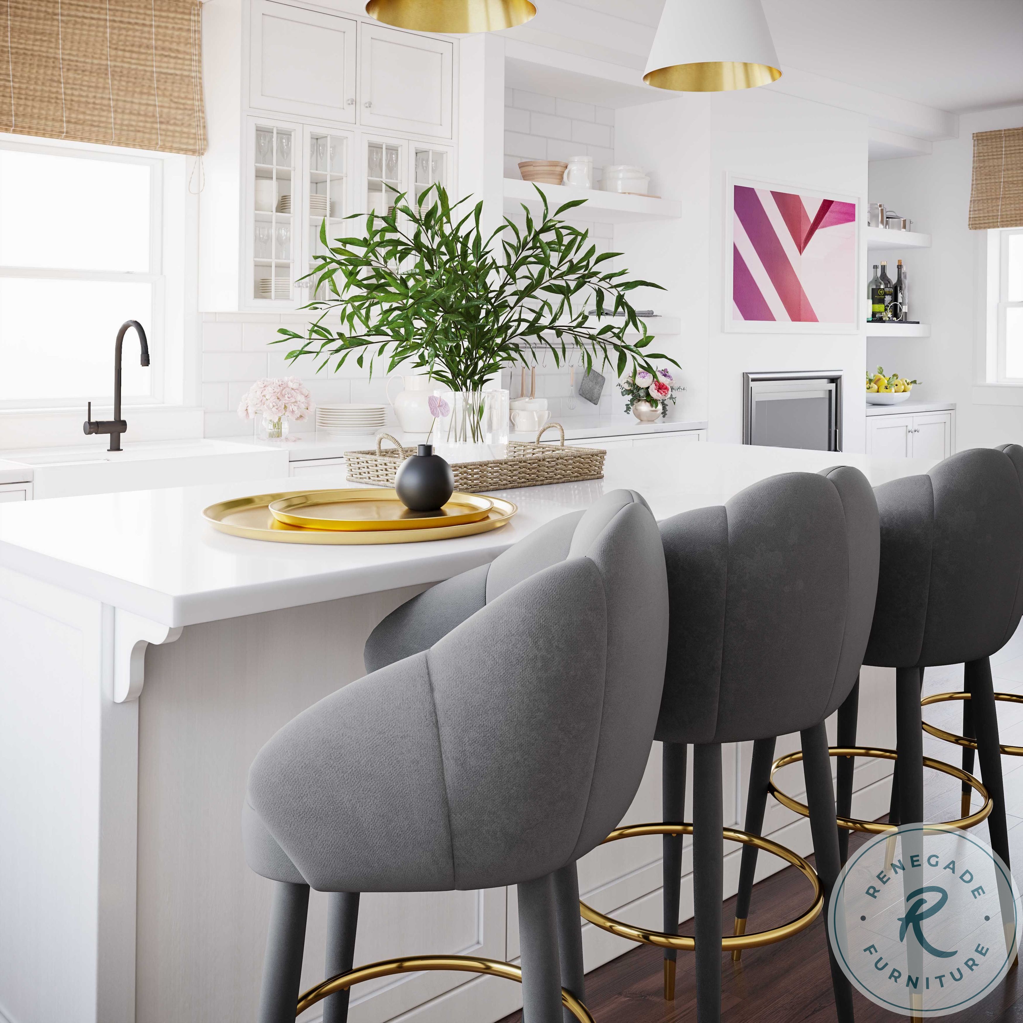 Myla Light Grey Swivel Counter Height Stool From TOV | Coleman Furniture