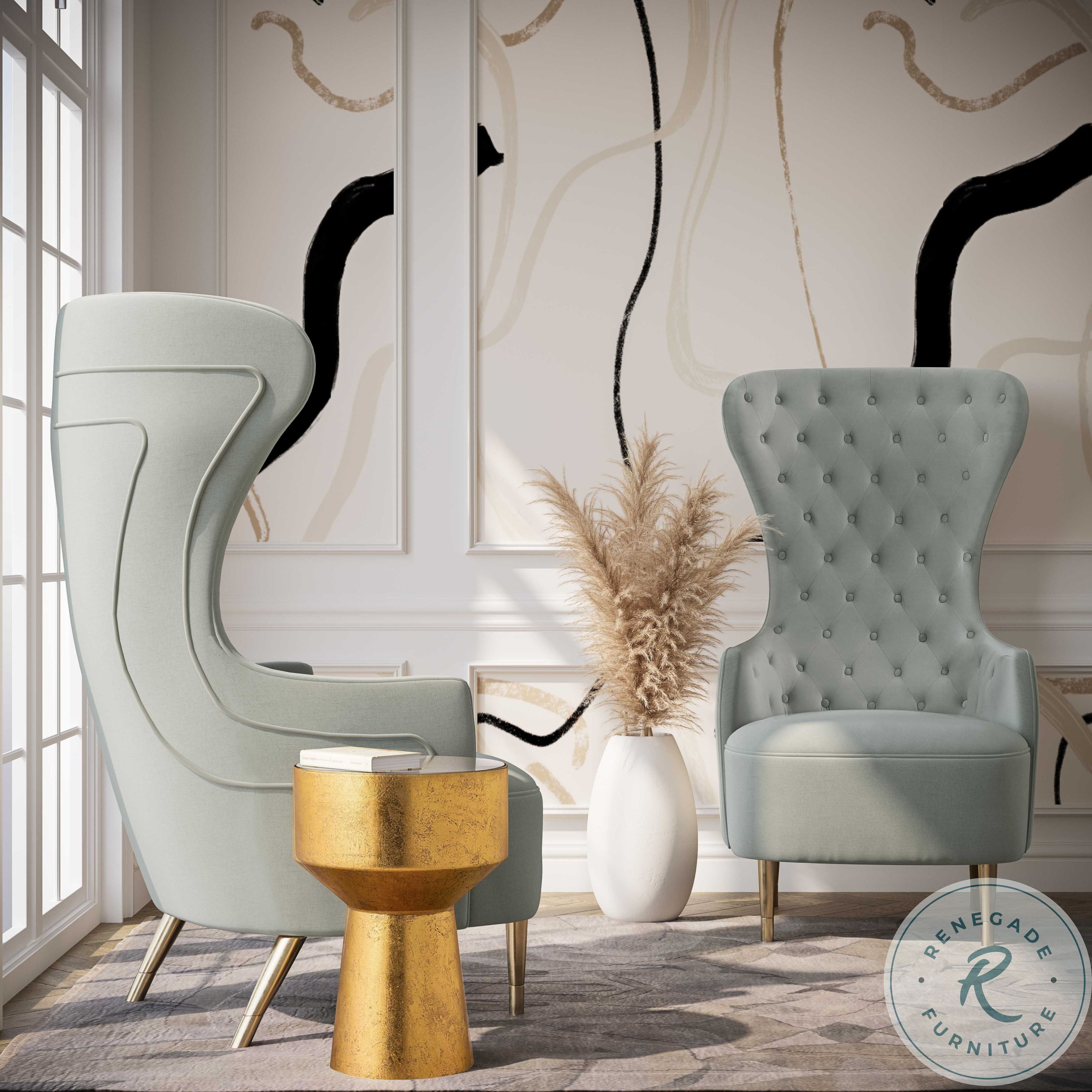Jezebel Grey Velvet Wingback Chair From TOV | Coleman Furniture