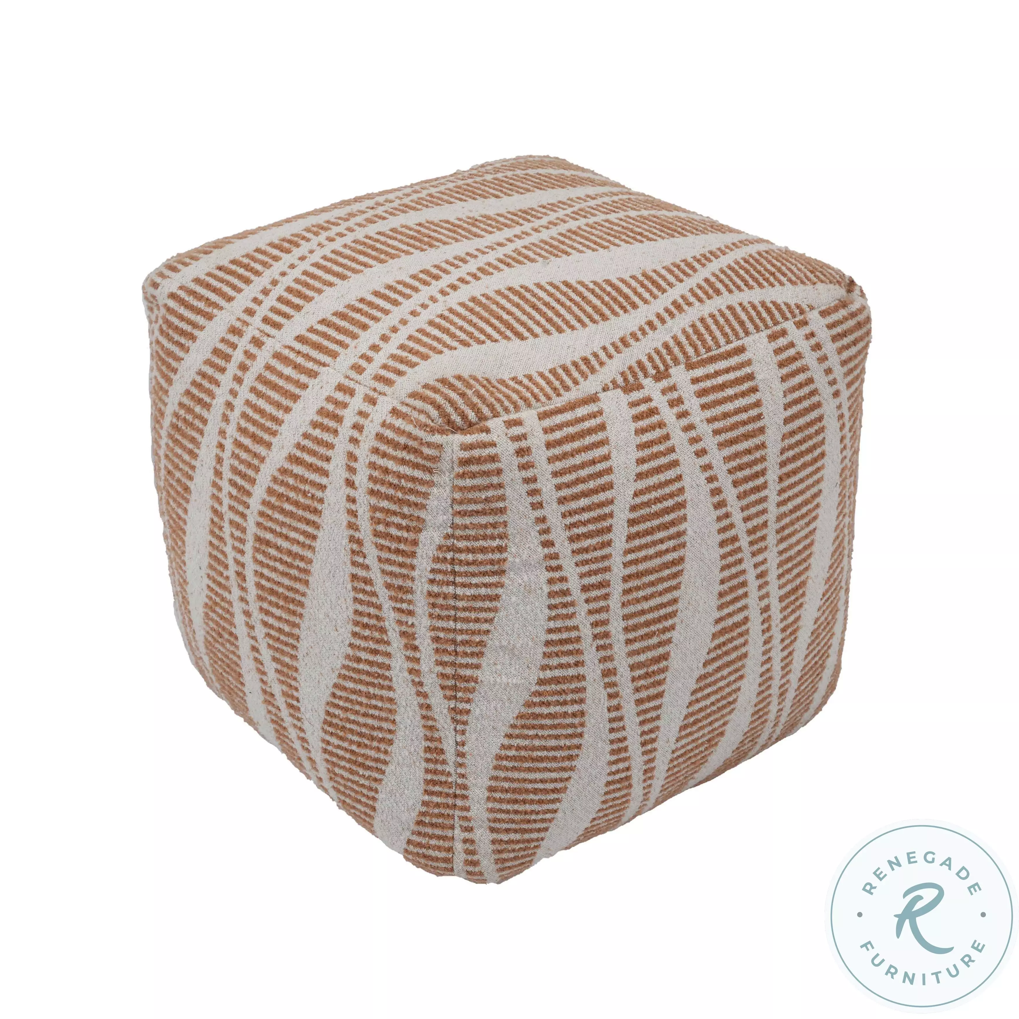 Ember Cream And Natural Woven Pouf From TOV | Coleman Furniture