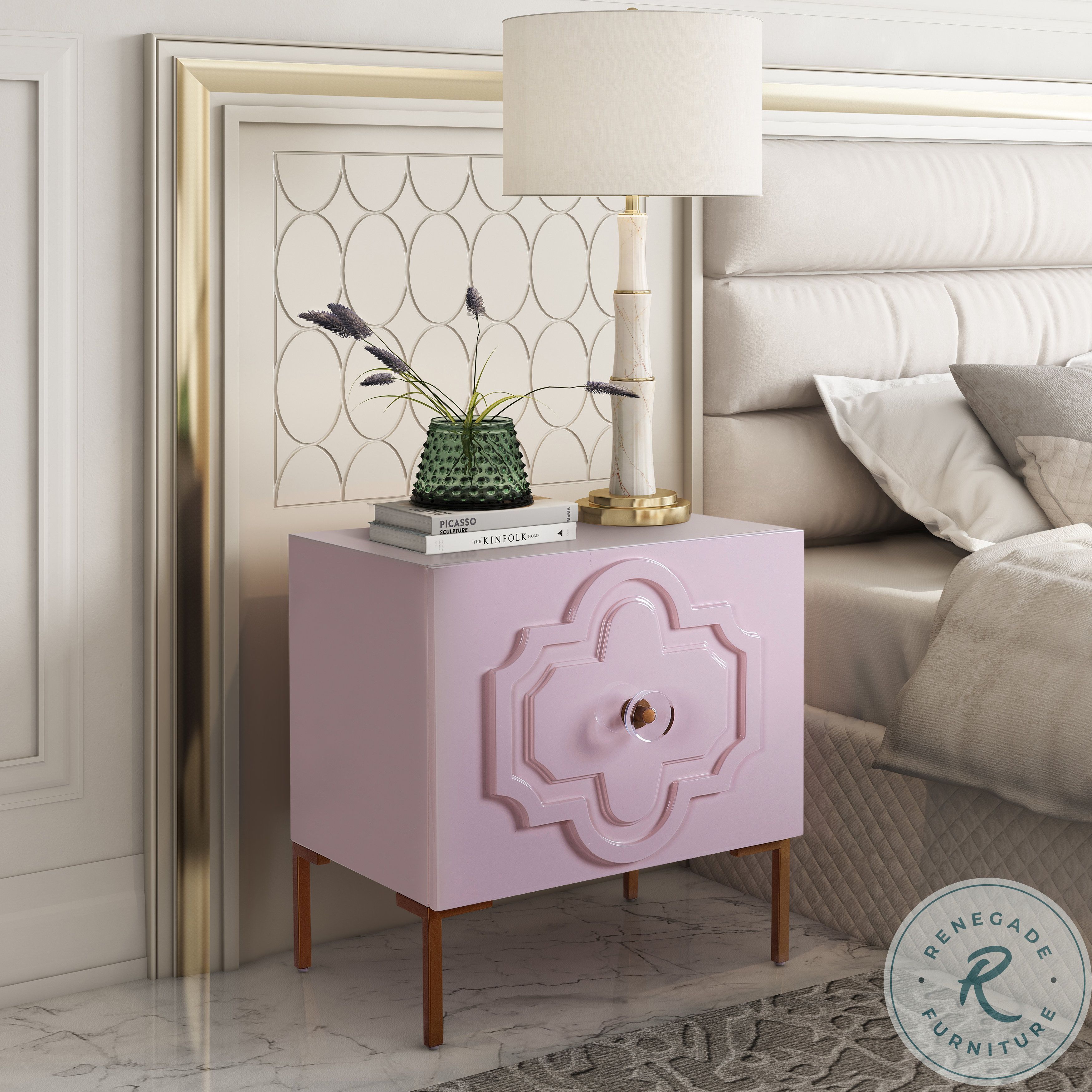 Anna Pink Lacquer Side Table from TOV | Coleman Furniture