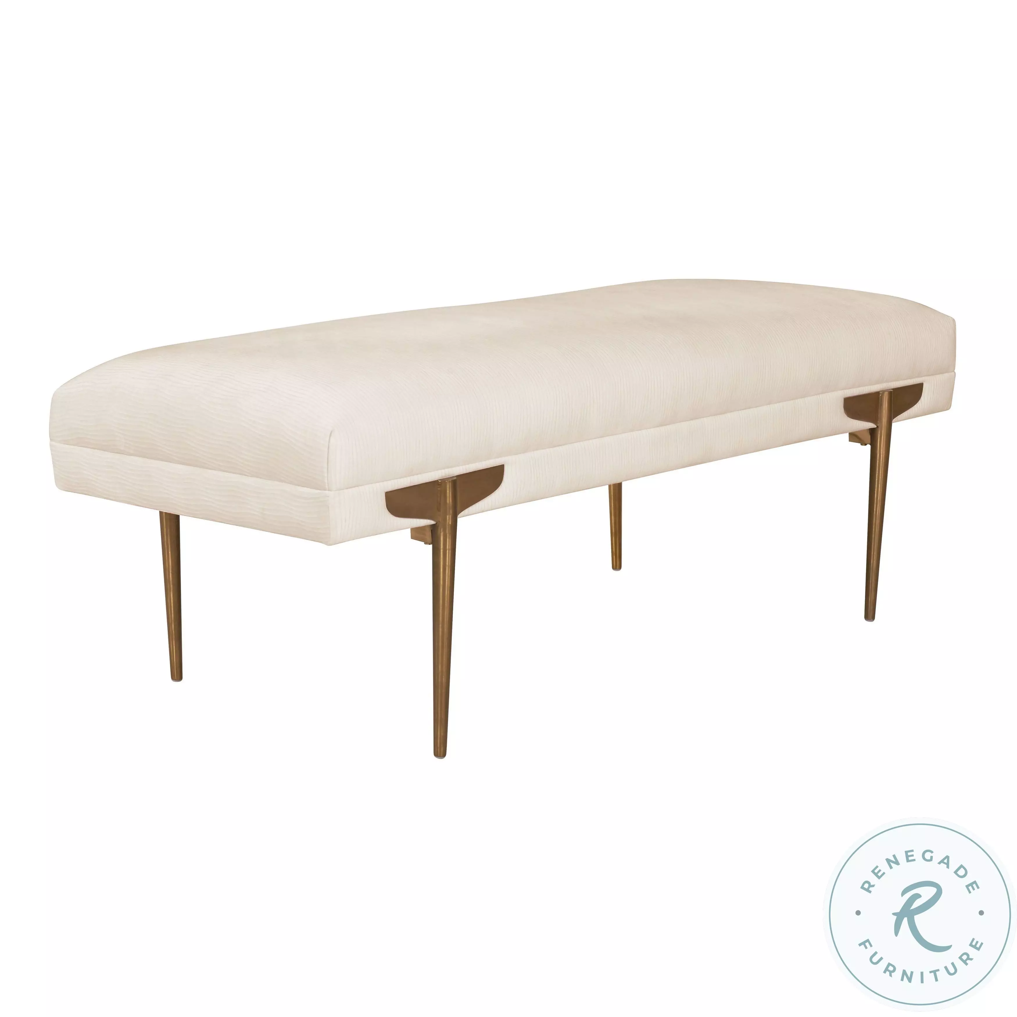 Brno White Waived Velvet Bench from TOV | Coleman Furniture