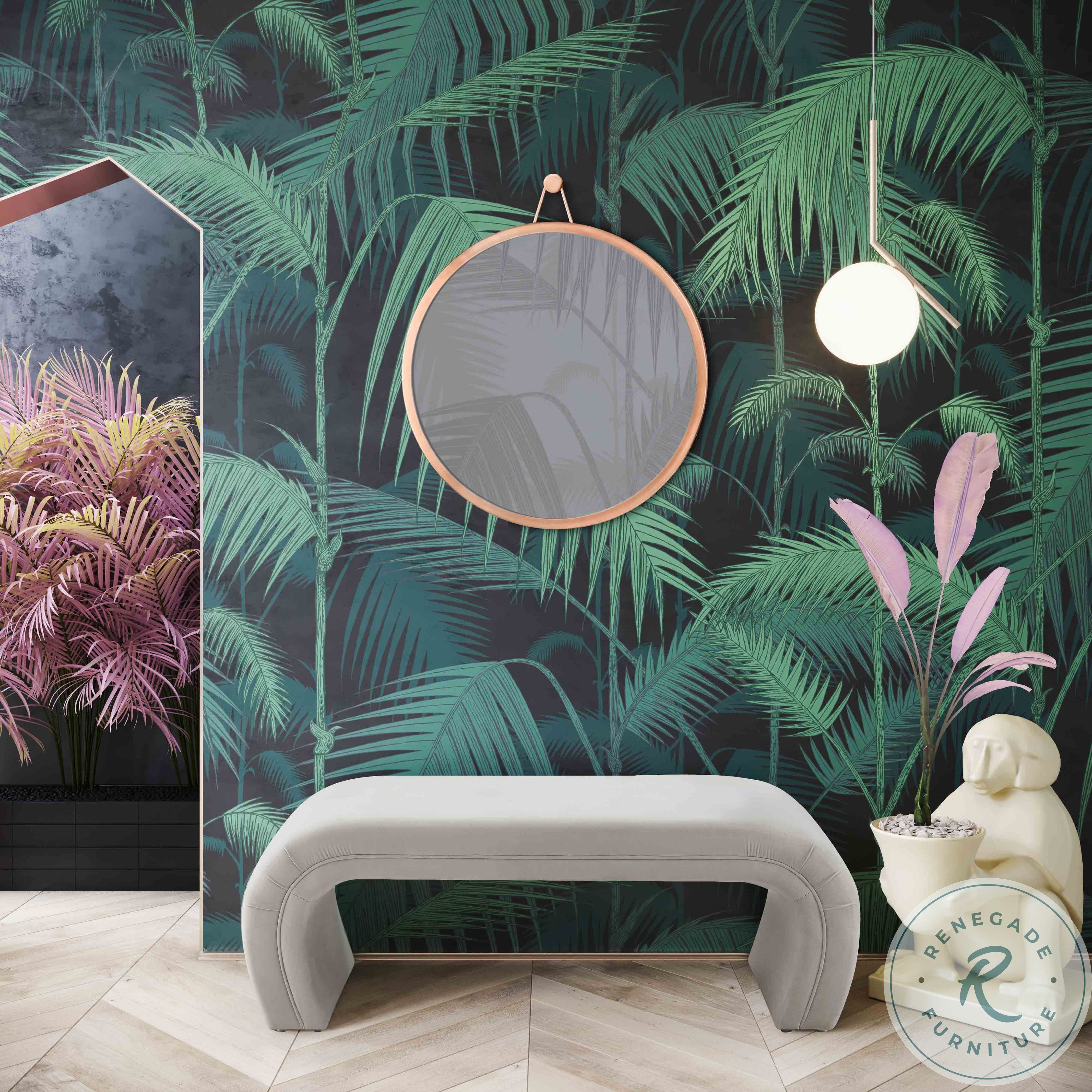 Kenya Light Grey Velvet Bench from TOV | Coleman Furniture