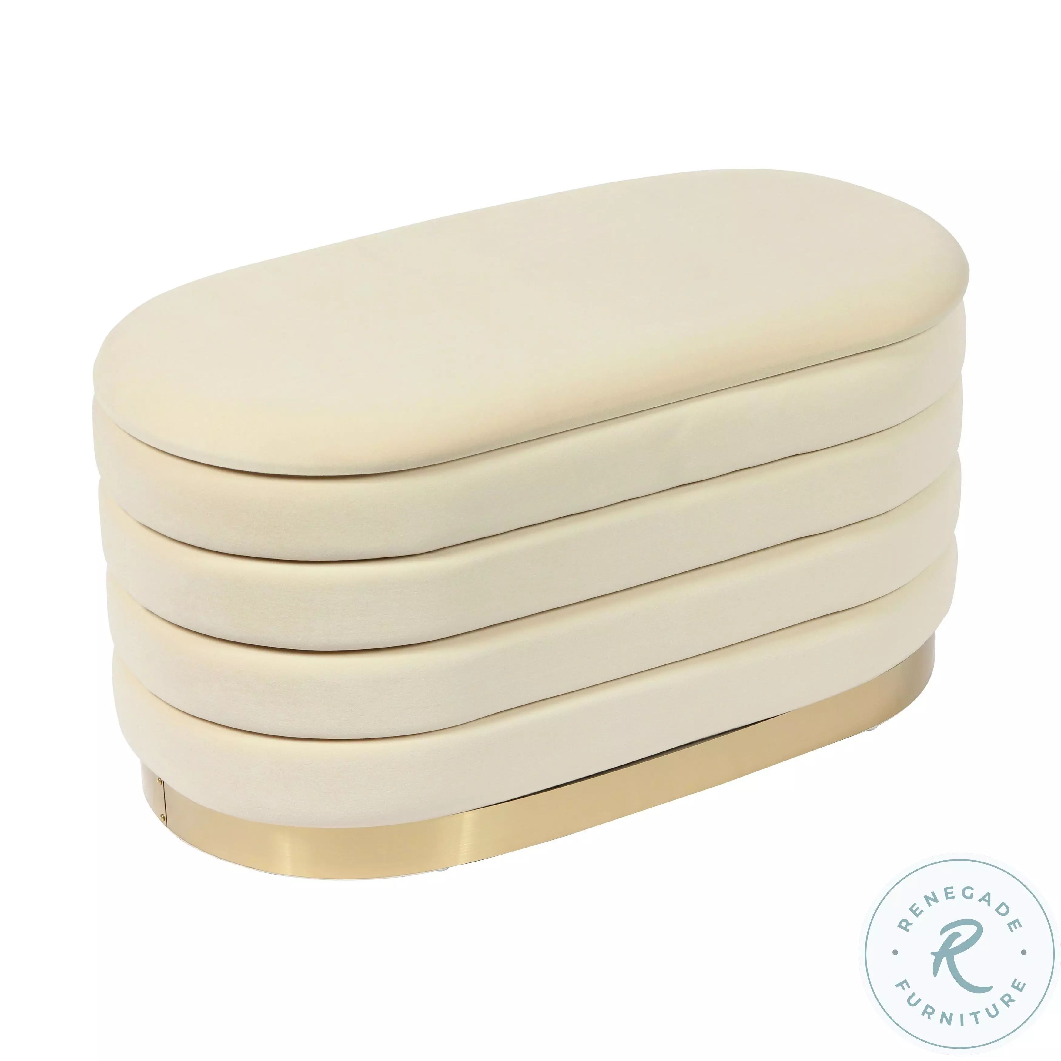 Lillian Cream Velvet Storage Bench from TOV | Coleman Furniture