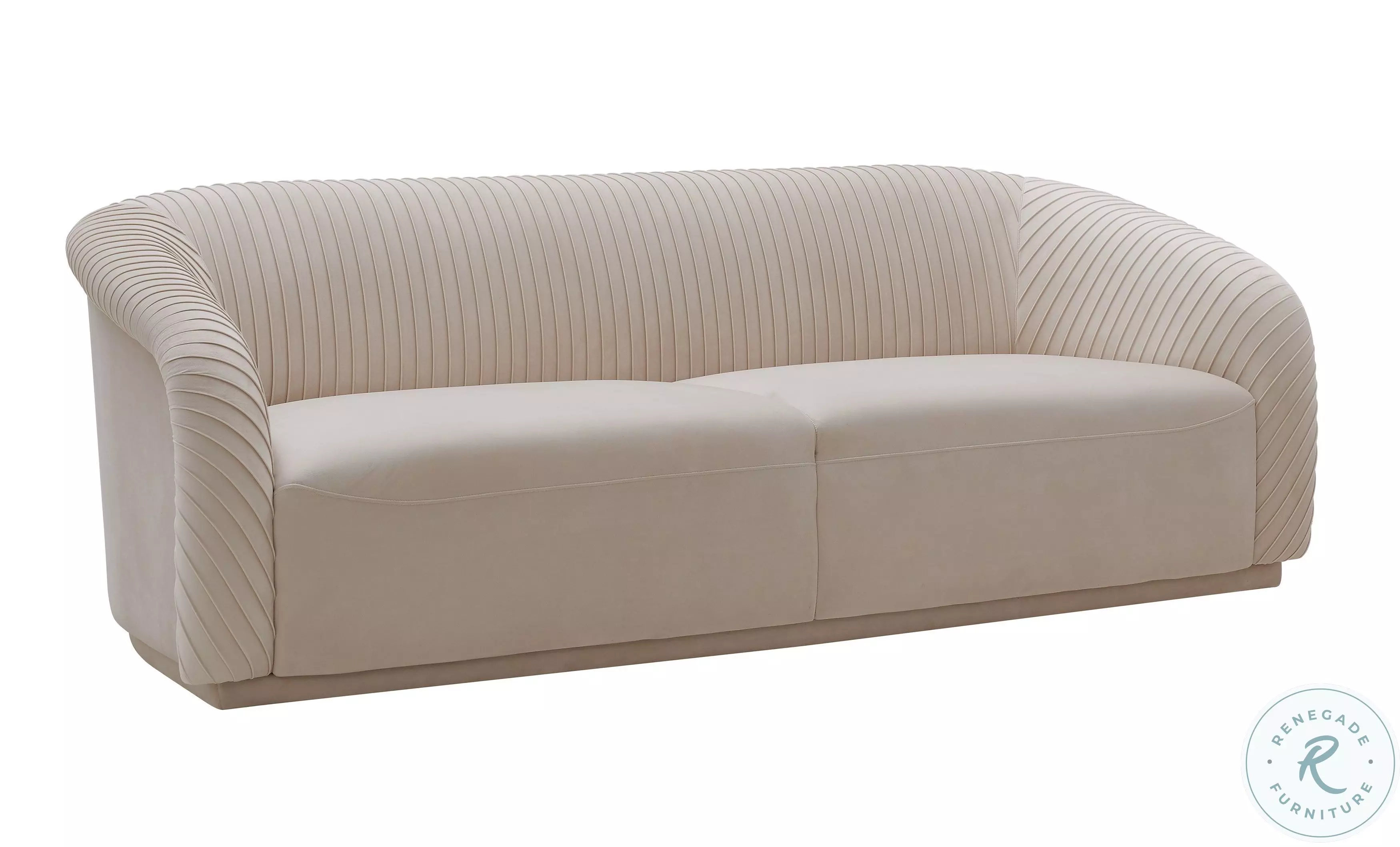 Yara Pleated Beige Velvet Sofa HomeGalleryStores S6457