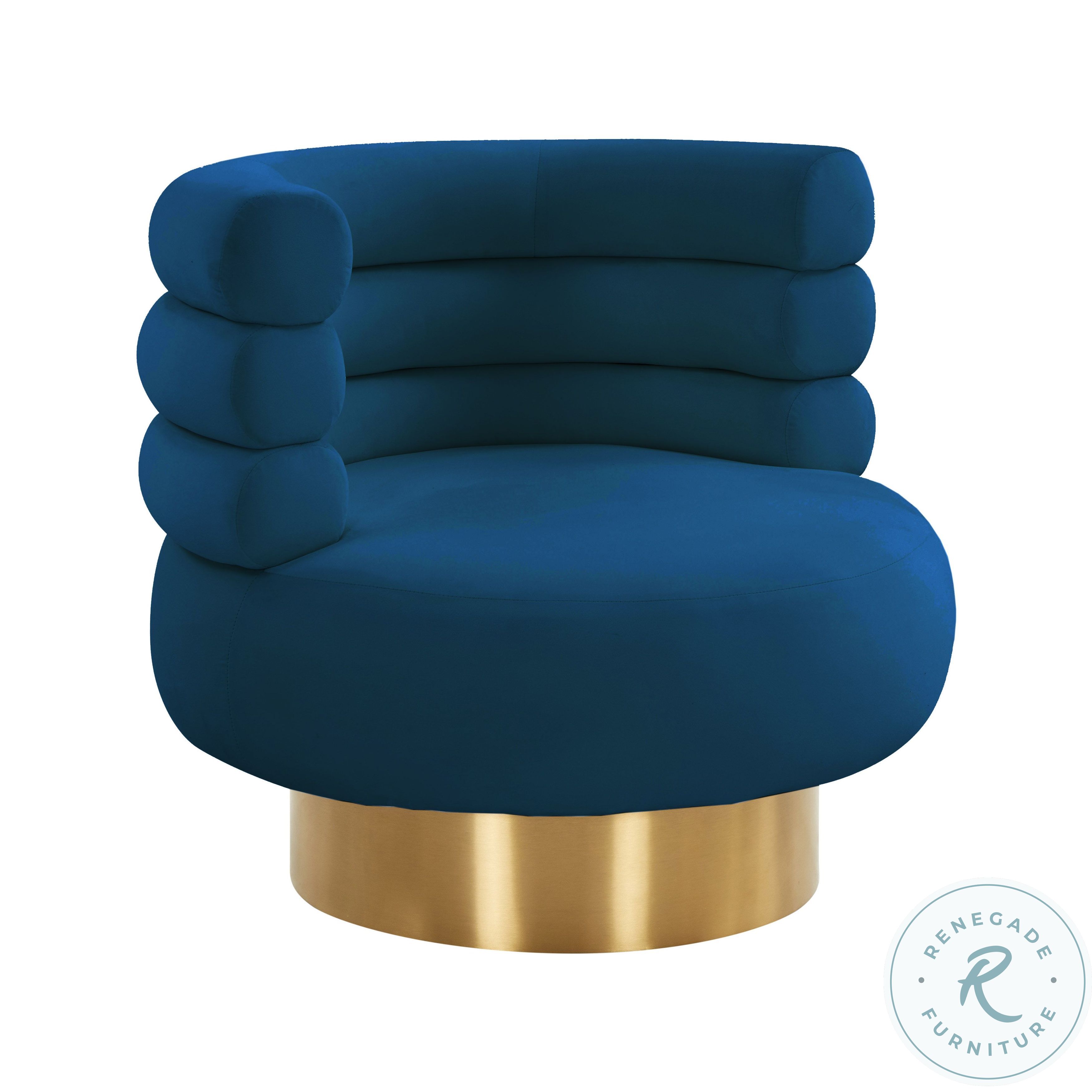 Naomi Navy Velvet Swivel Chair From TOV | Coleman Furniture