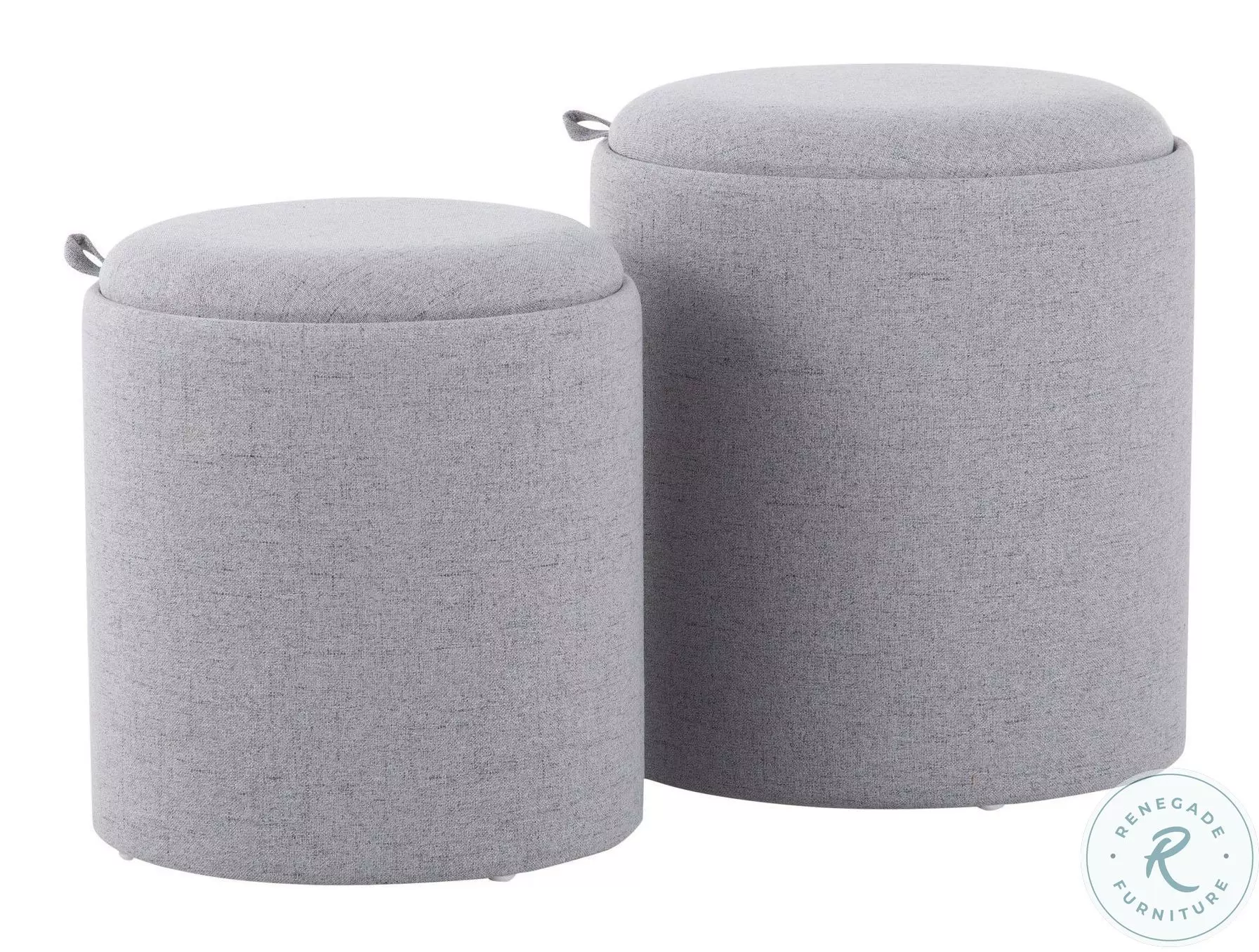 Tray Grey Fabric And Natural Wood Nesting Ottoman Set of 2 From ...