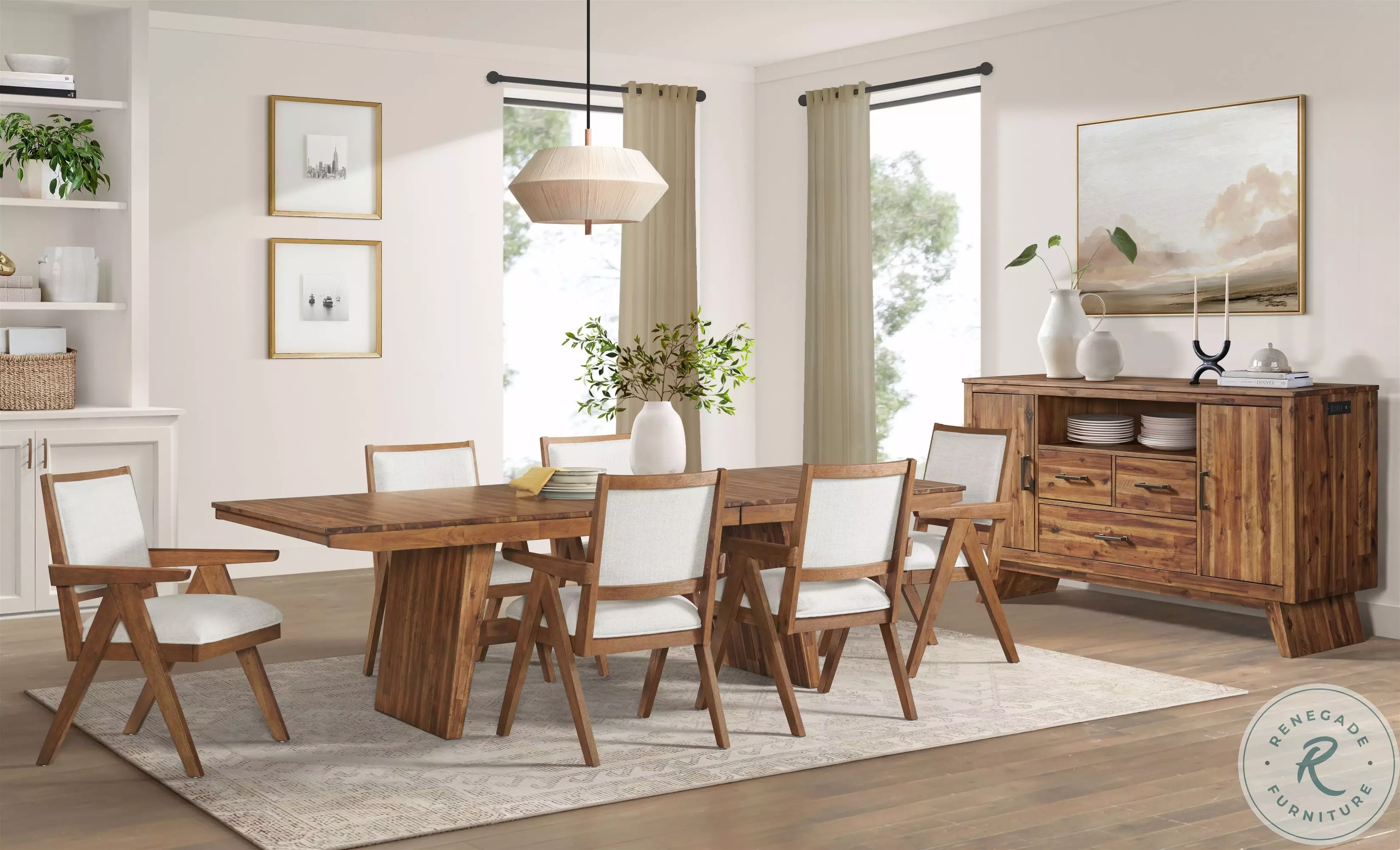 Vantage Organic Spice Acacia Trestle Extendable Dining Room Set from ...