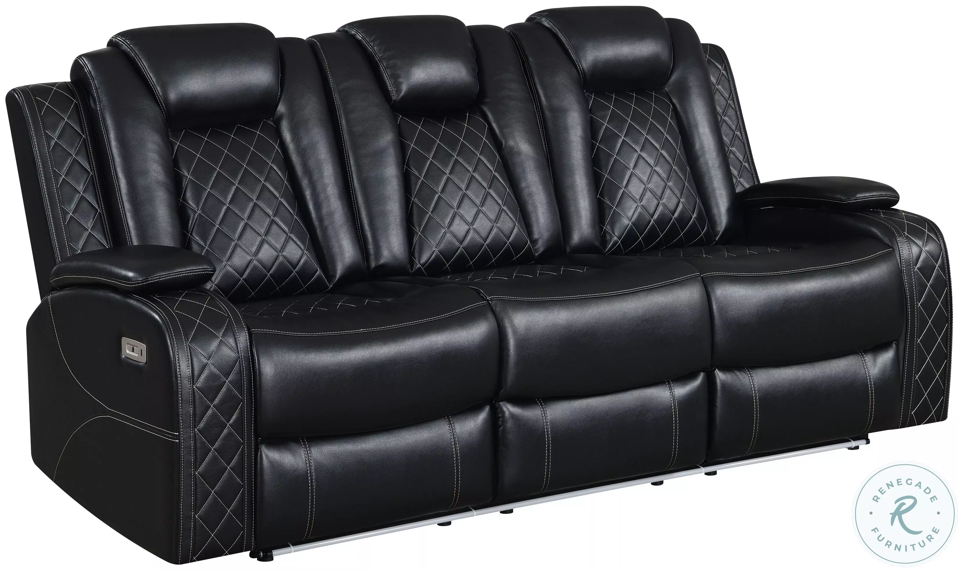 Orion Black Reclining Sofa with Power Headrest and Footrest from New ...