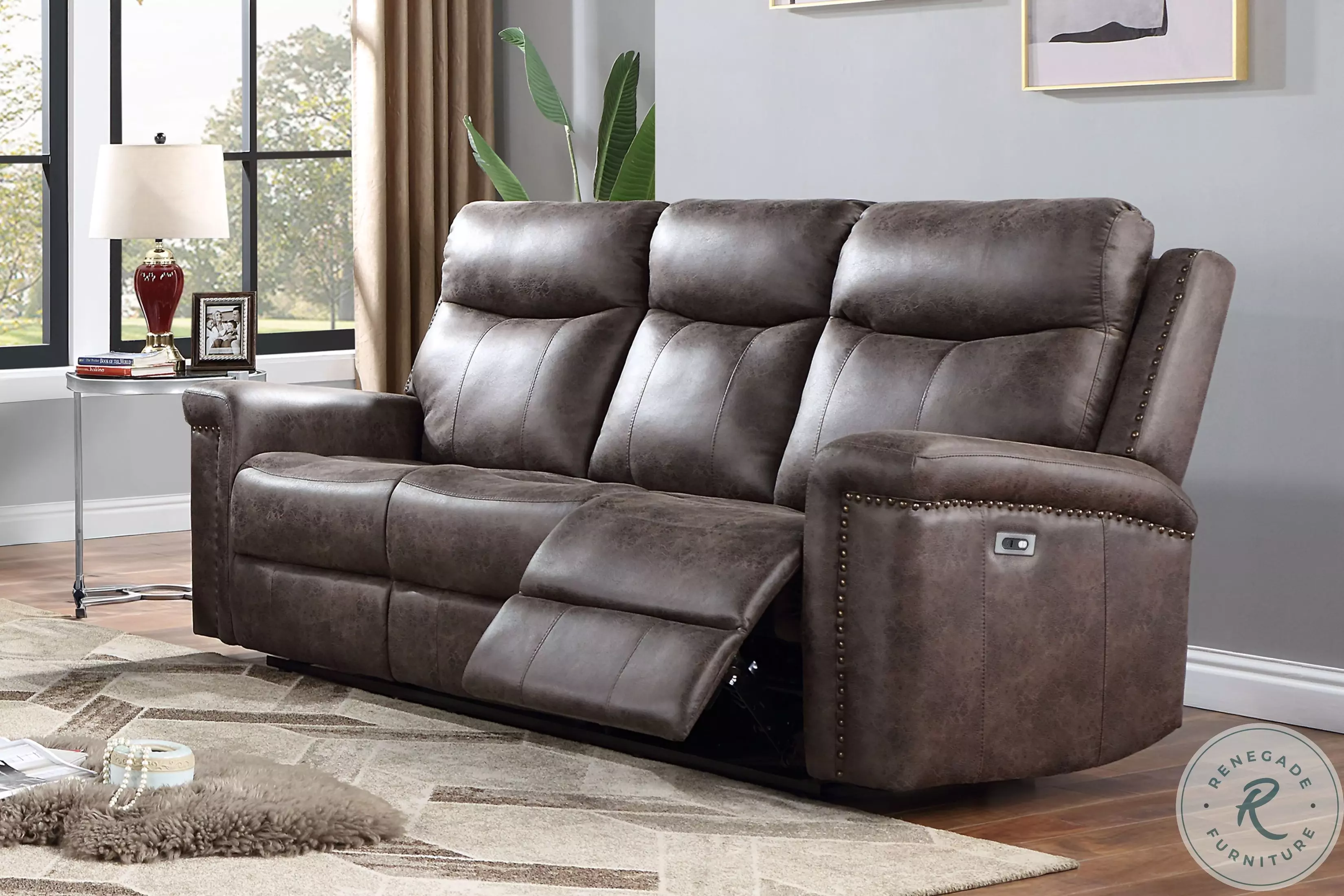 Quade Mocha Power Reclining Sofa Power Footrest From New Classic ...