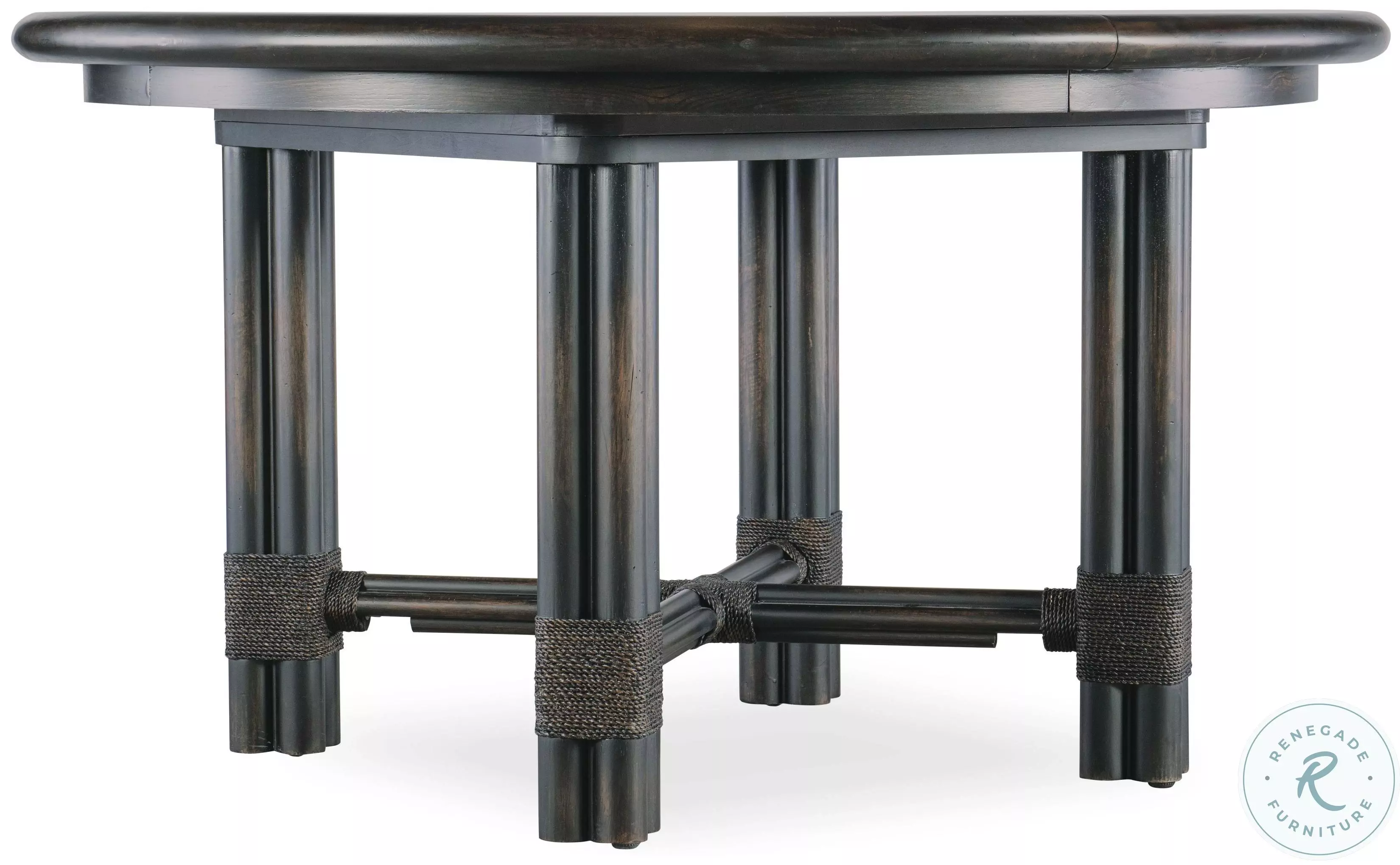 Retreat Dark Wood Rattan Round Extendable Dining Table From Hooker ...