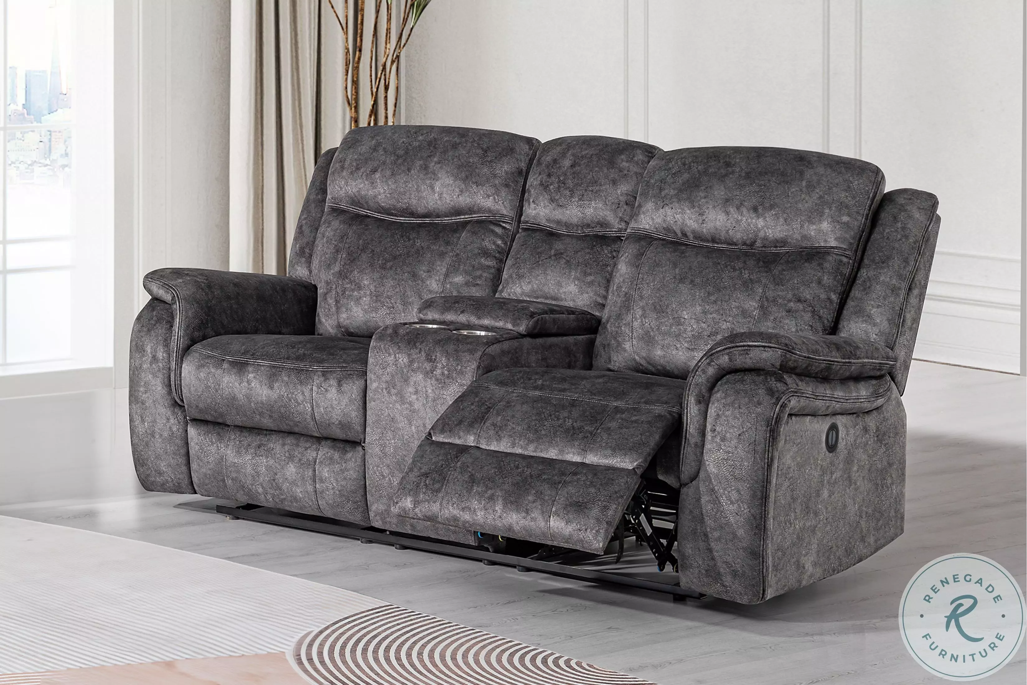 Park City Slate Power Reclining Console Loveseat Power Footrest From ...