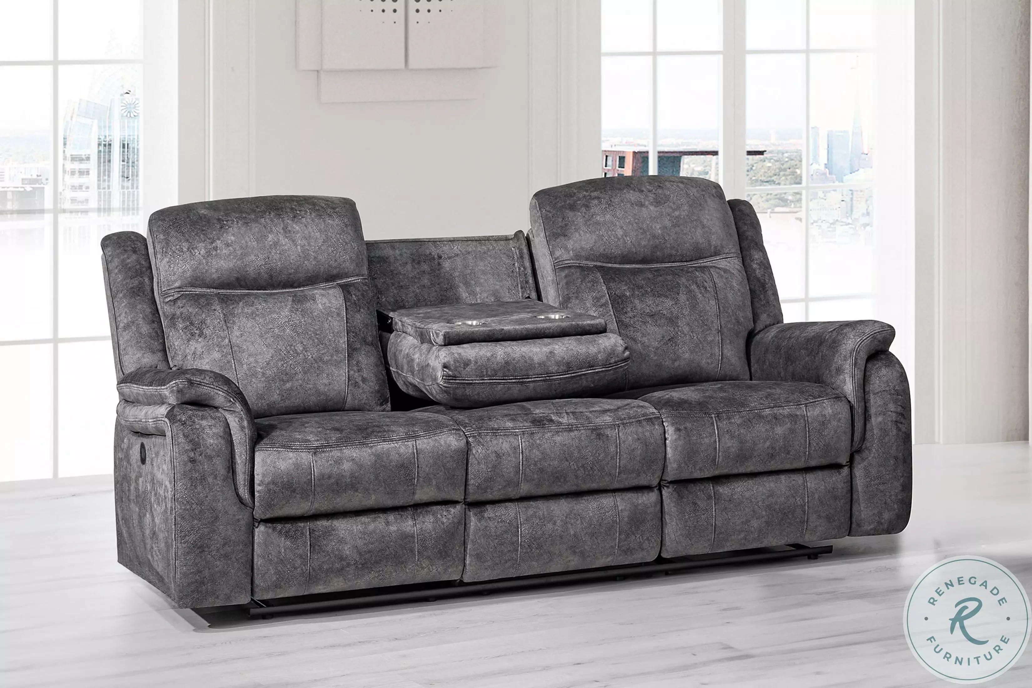 Park City Slate Power Reclining Sofa Power Footrest From New Classic ...