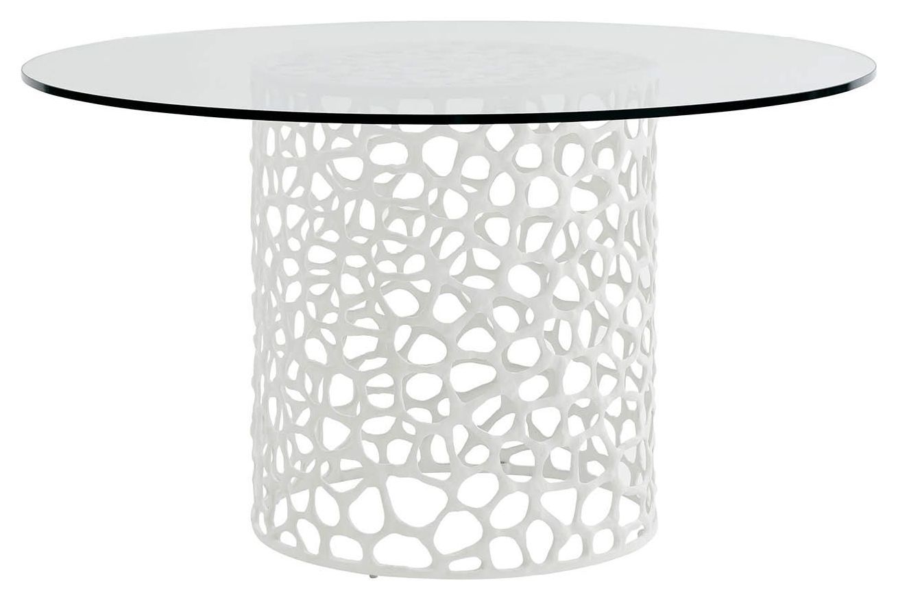 Azure White 54" Round Glass Top Dining Table from Shoreline Living ...