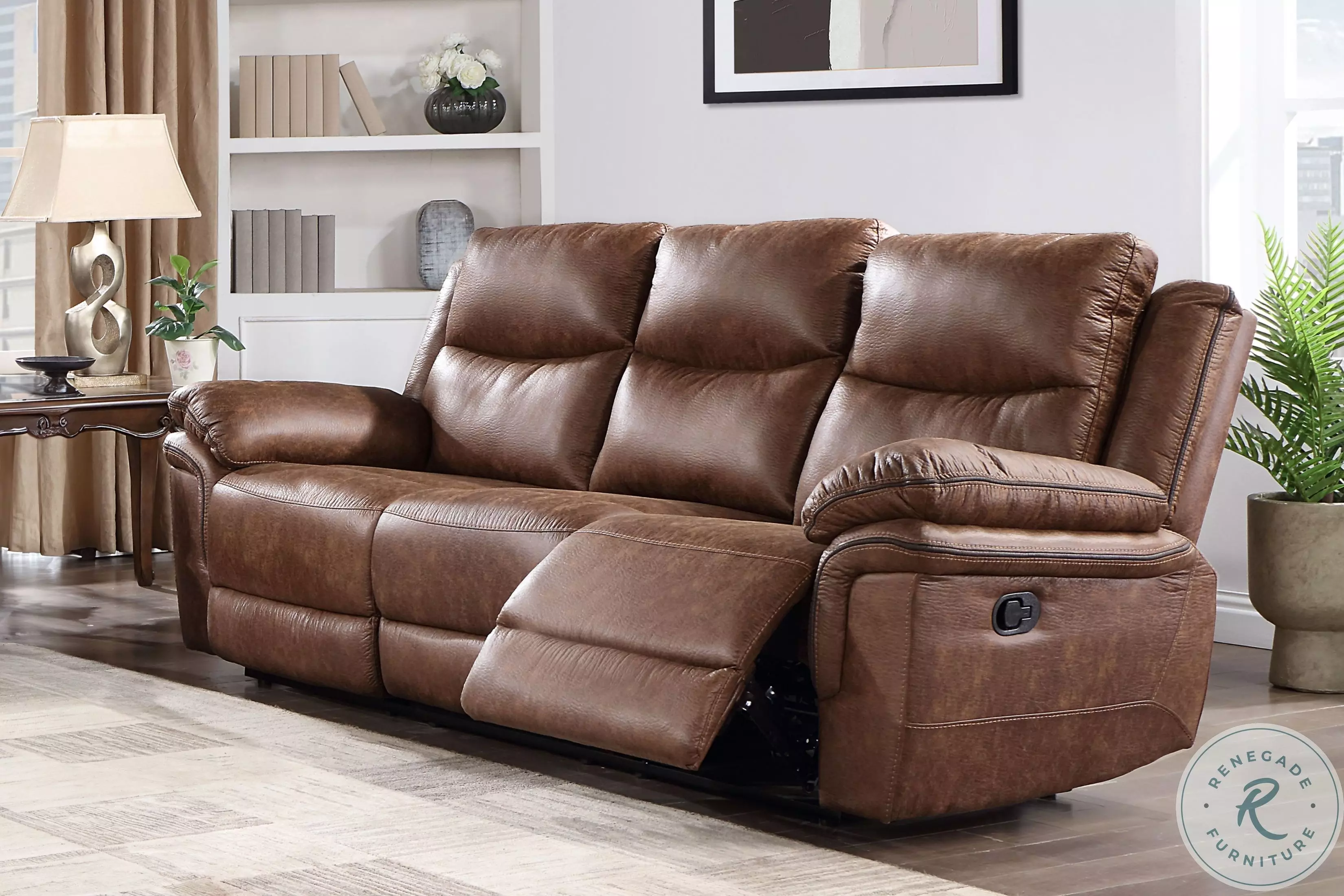 Ryland Brown Dual Reclining Sofa From New Classic | Coleman Furniture