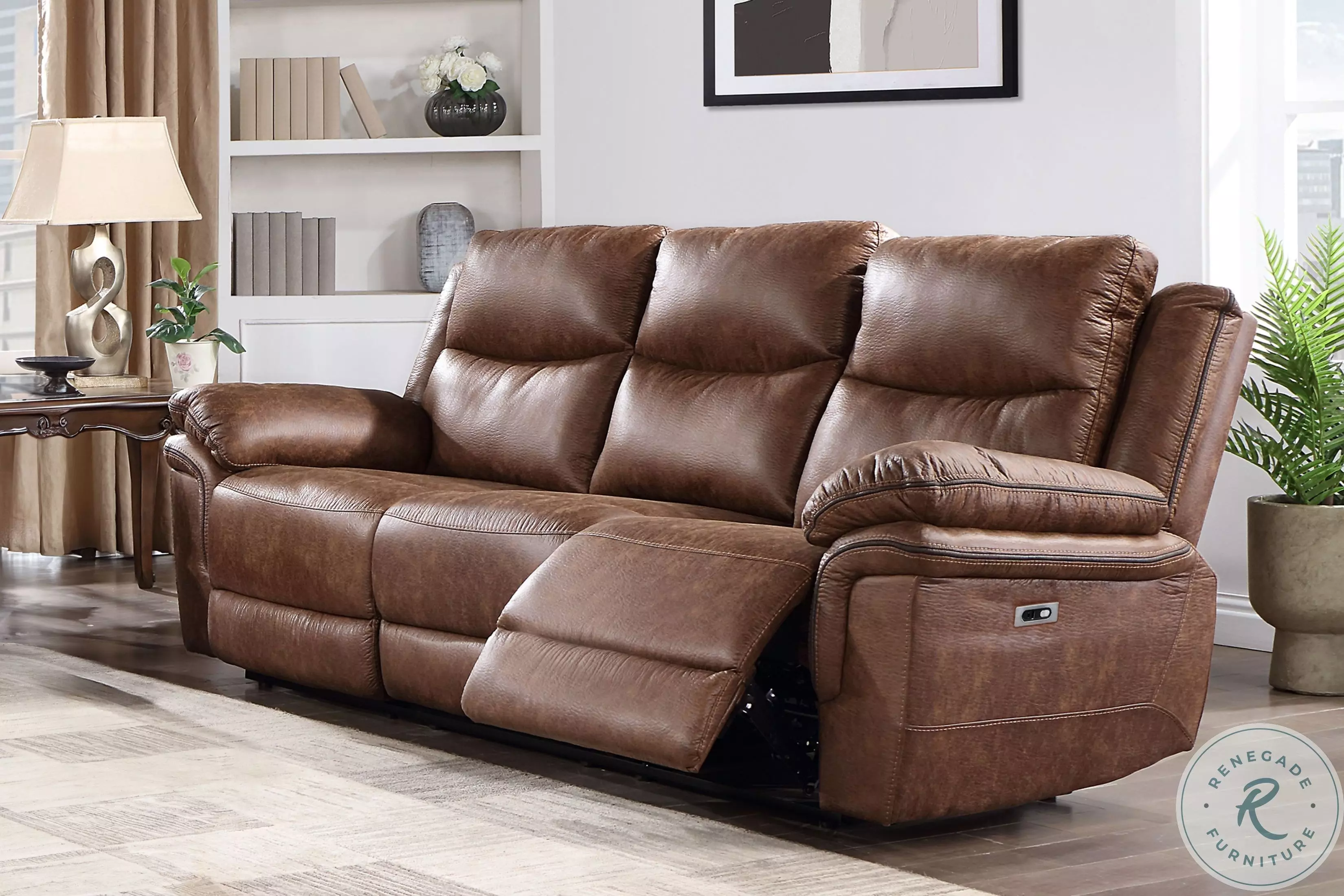 Ryland Brown Power Reclining Sofa Power Footrest From New Classic ...