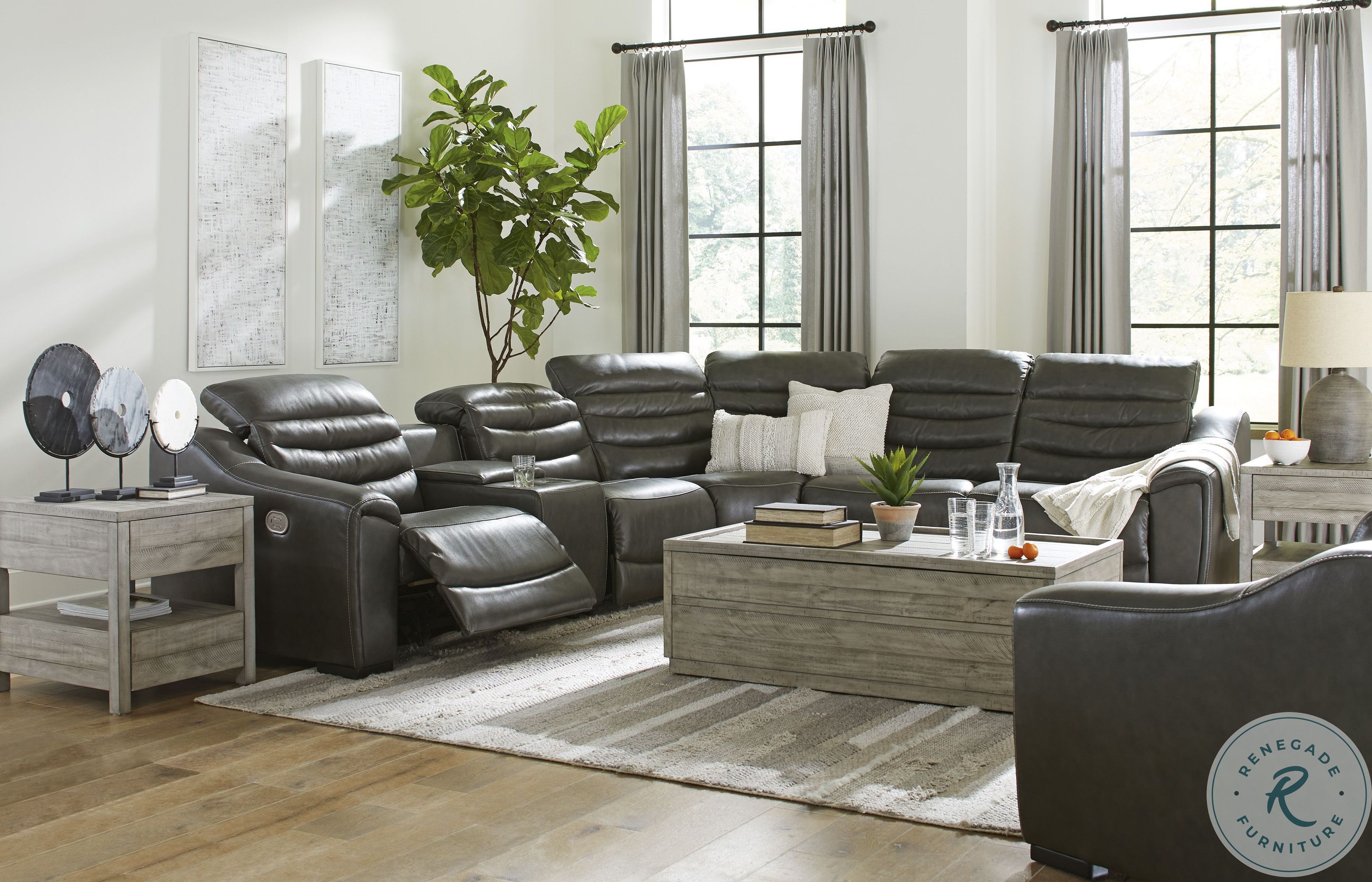 Center Line Dark Gray Power Reclining Sectional From Ashley Furniture ...
