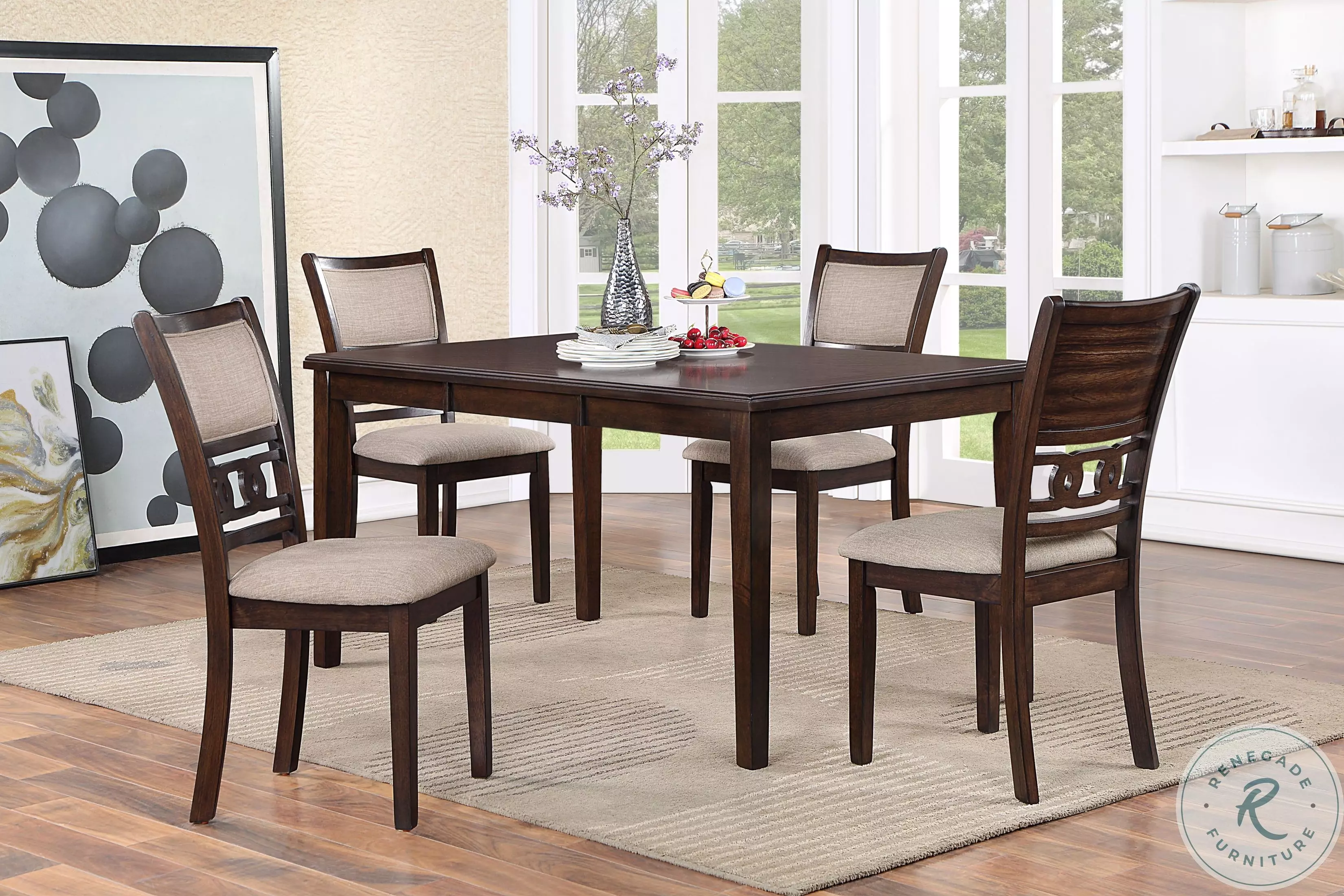 Gia Cherry 5 Piece 60" Dining Set From New Classic | Coleman Furniture