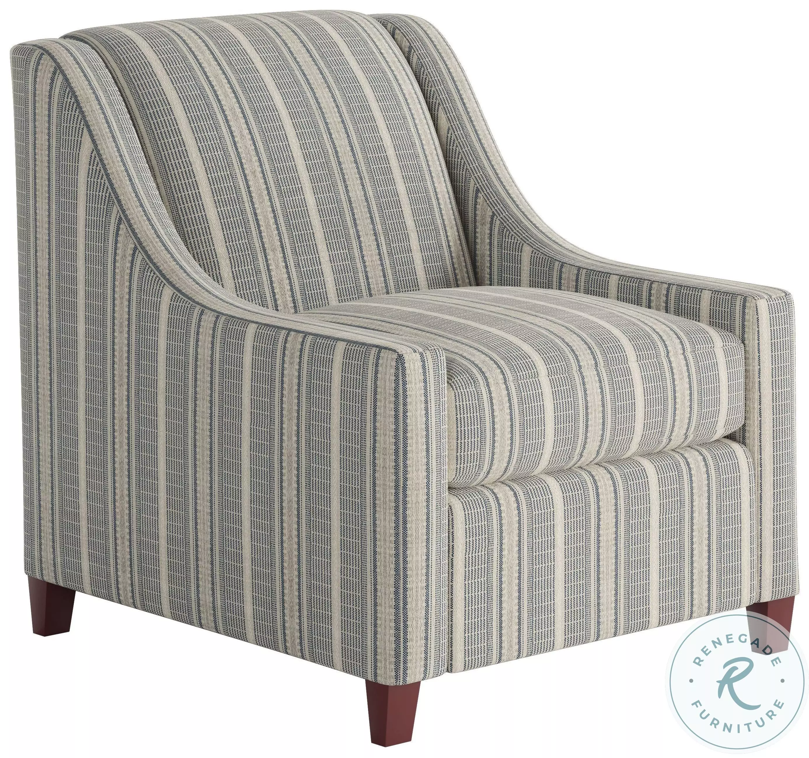 Farmhouse Indigo Blue Recessed Arm Accent Chair From Home Gallery ...