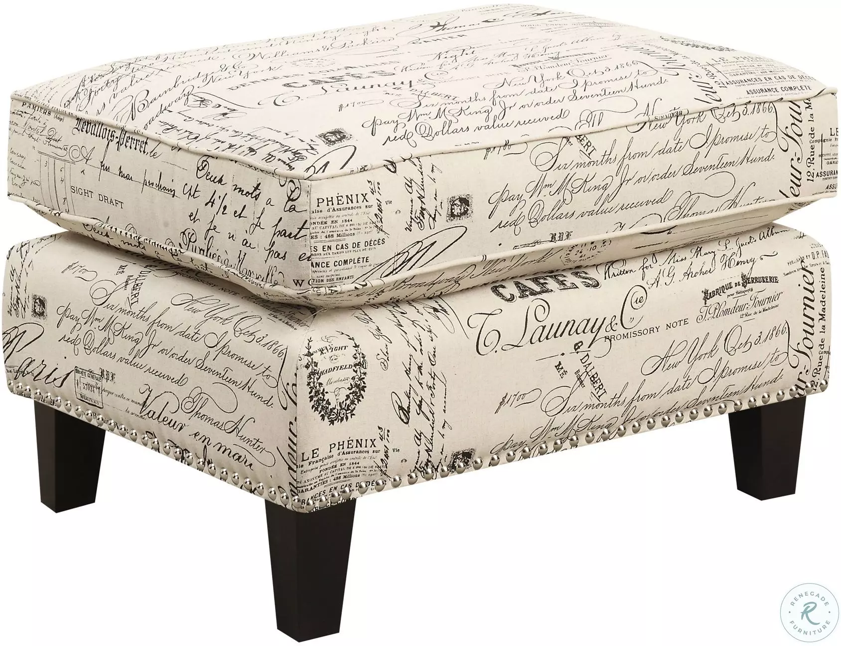 Emery French Script Ottoman from Elements Furniture | Coleman Furniture