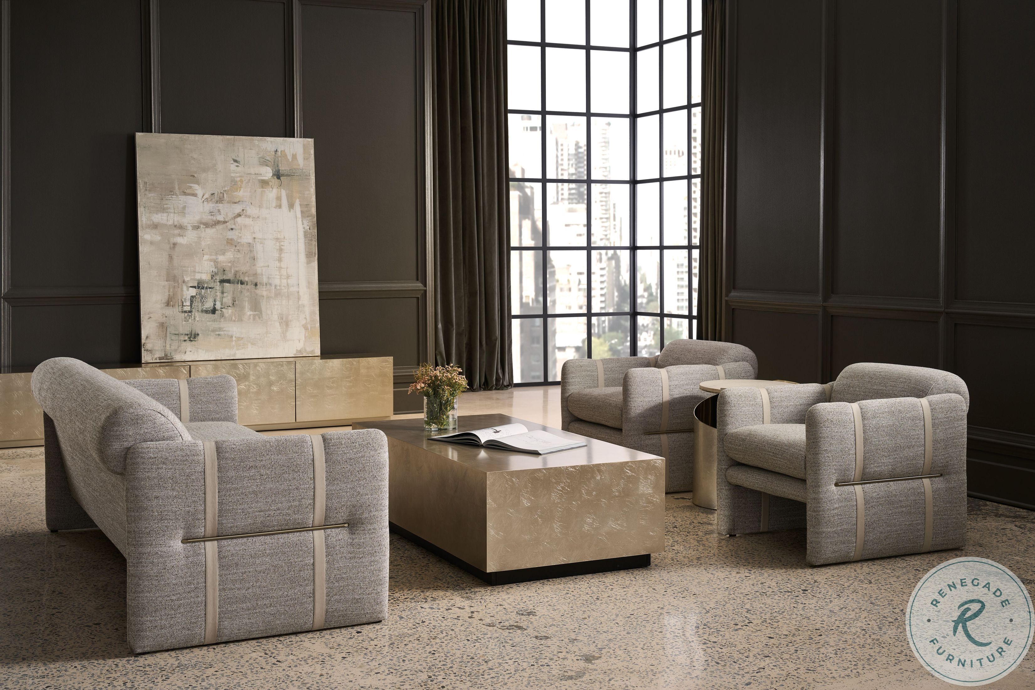 Cigar Taupe And Ivory Club Sofa From Caracole | Coleman Furniture