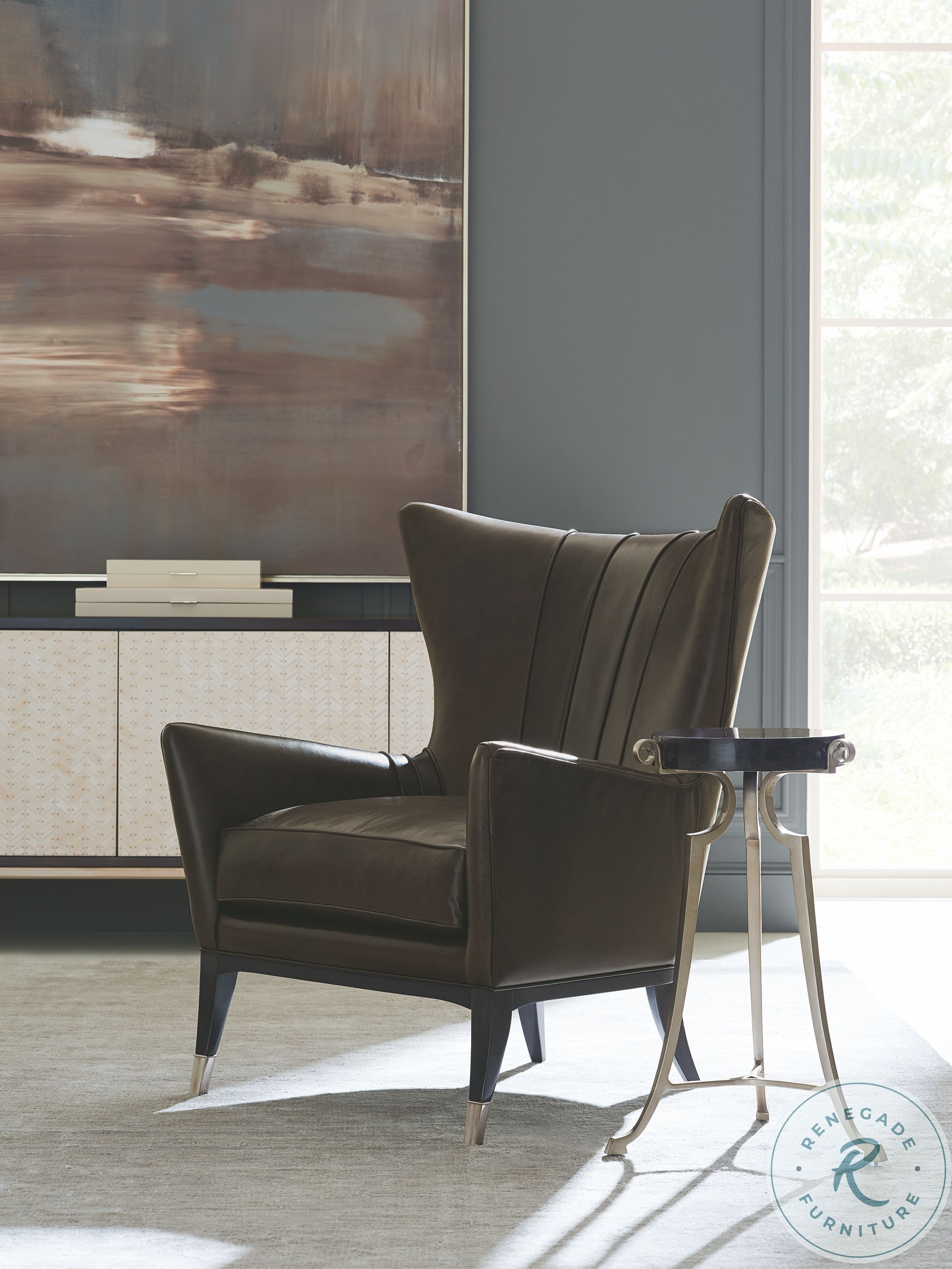 Caracole Upholstery Leather Wingback Chair from Caracole | Coleman ...