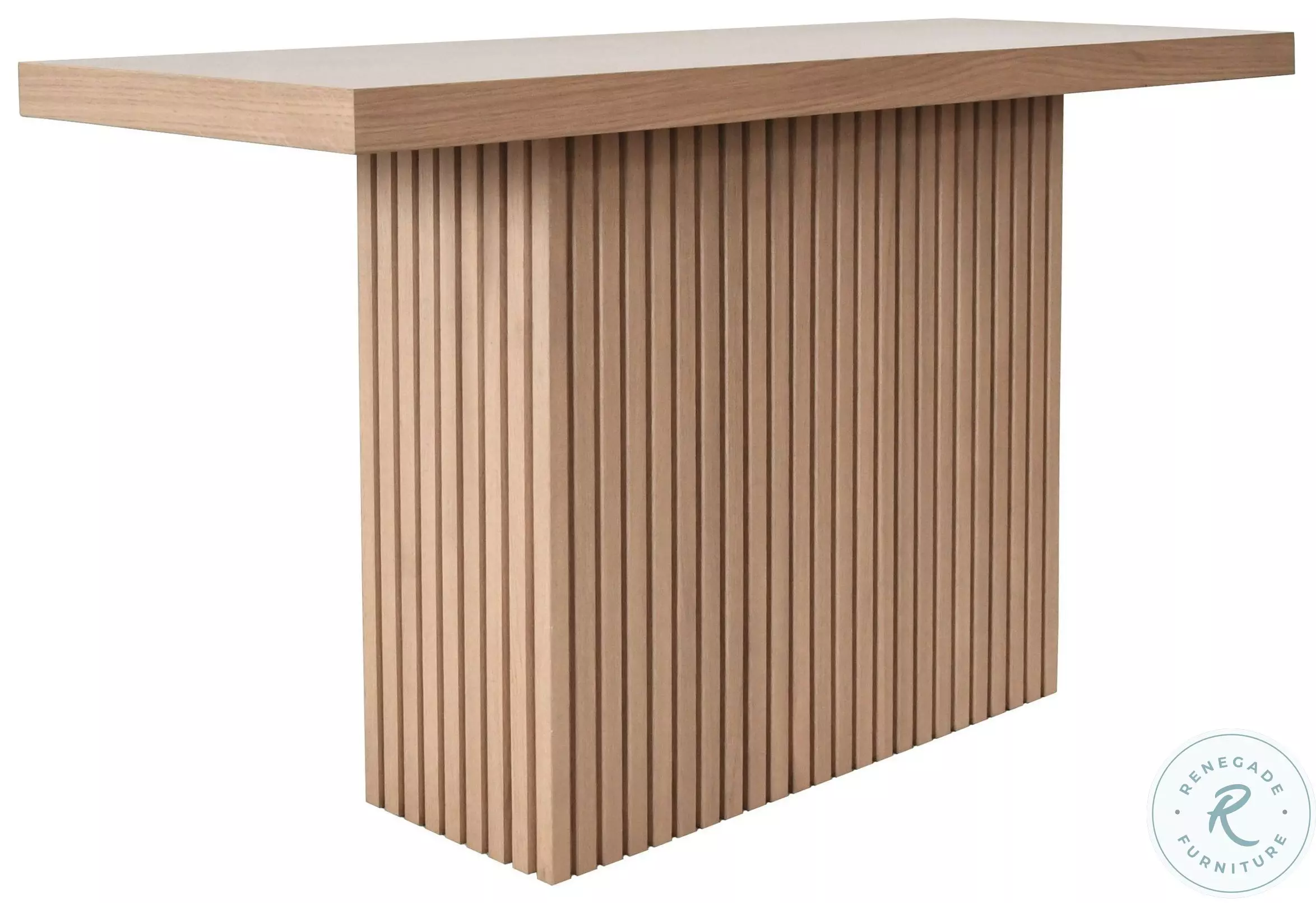 Vanna Natural Oak Slatted Pedestal Console Table From Worlds Away ...