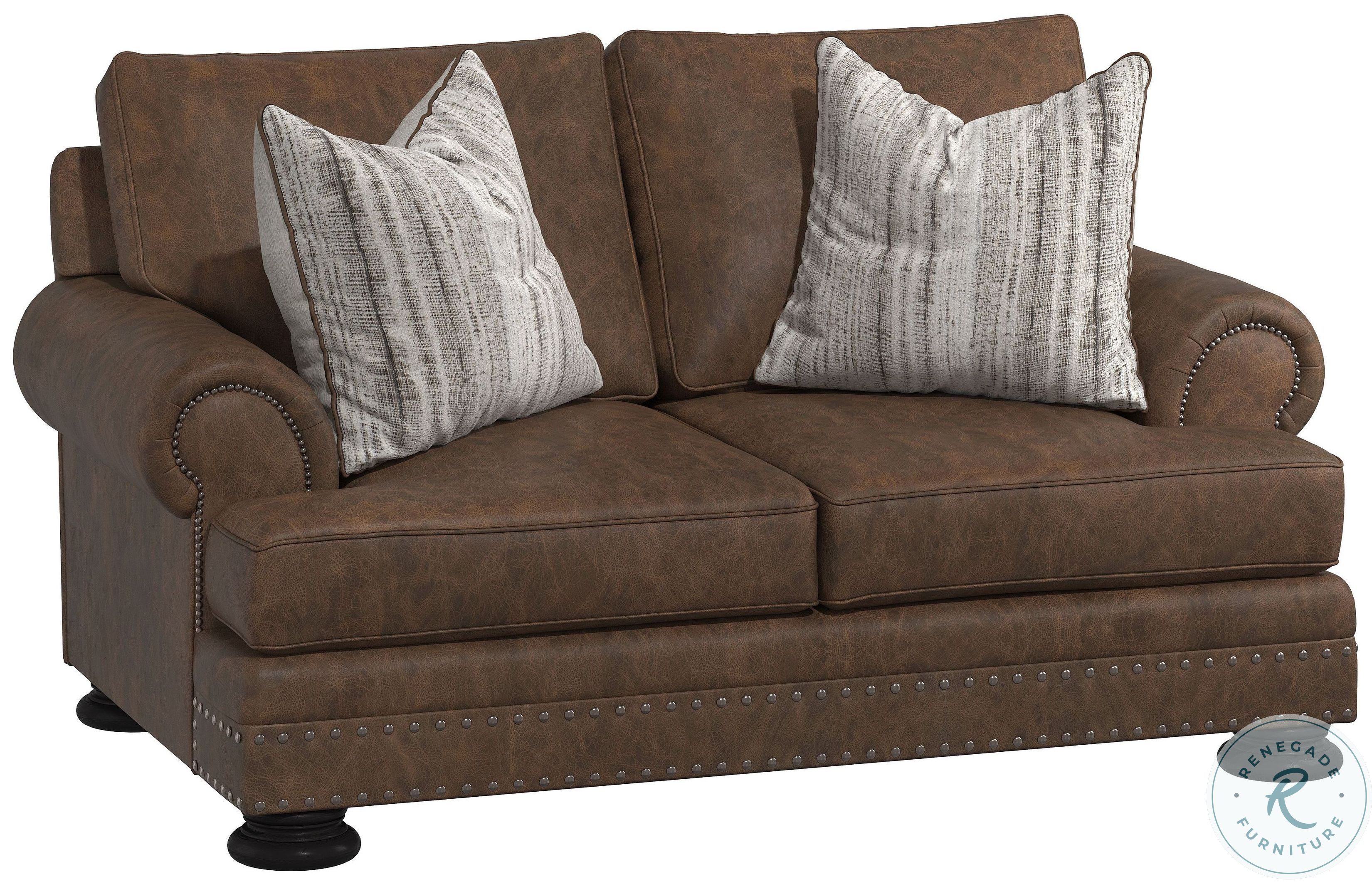 Foster Gray Leather Loveseat From Bernhardt Furniture | Coleman Furniture
