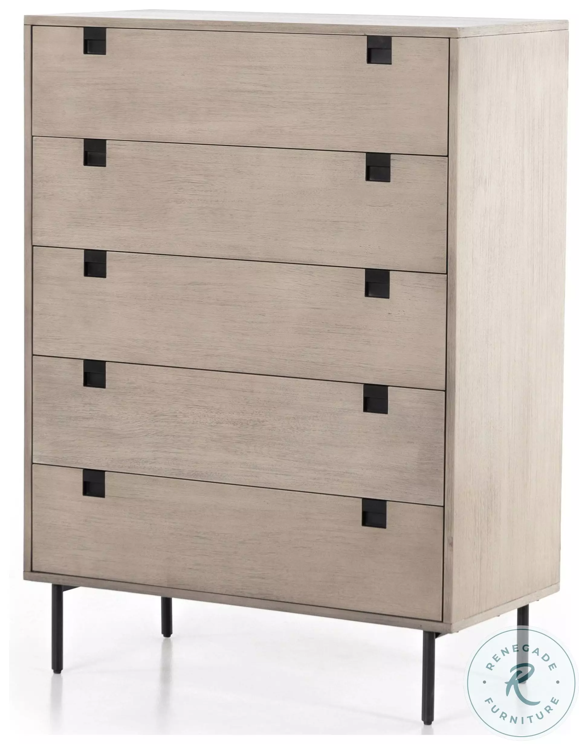 Carly Grey Wash 5 Drawer Chest from Four Hands | Coleman Furniture