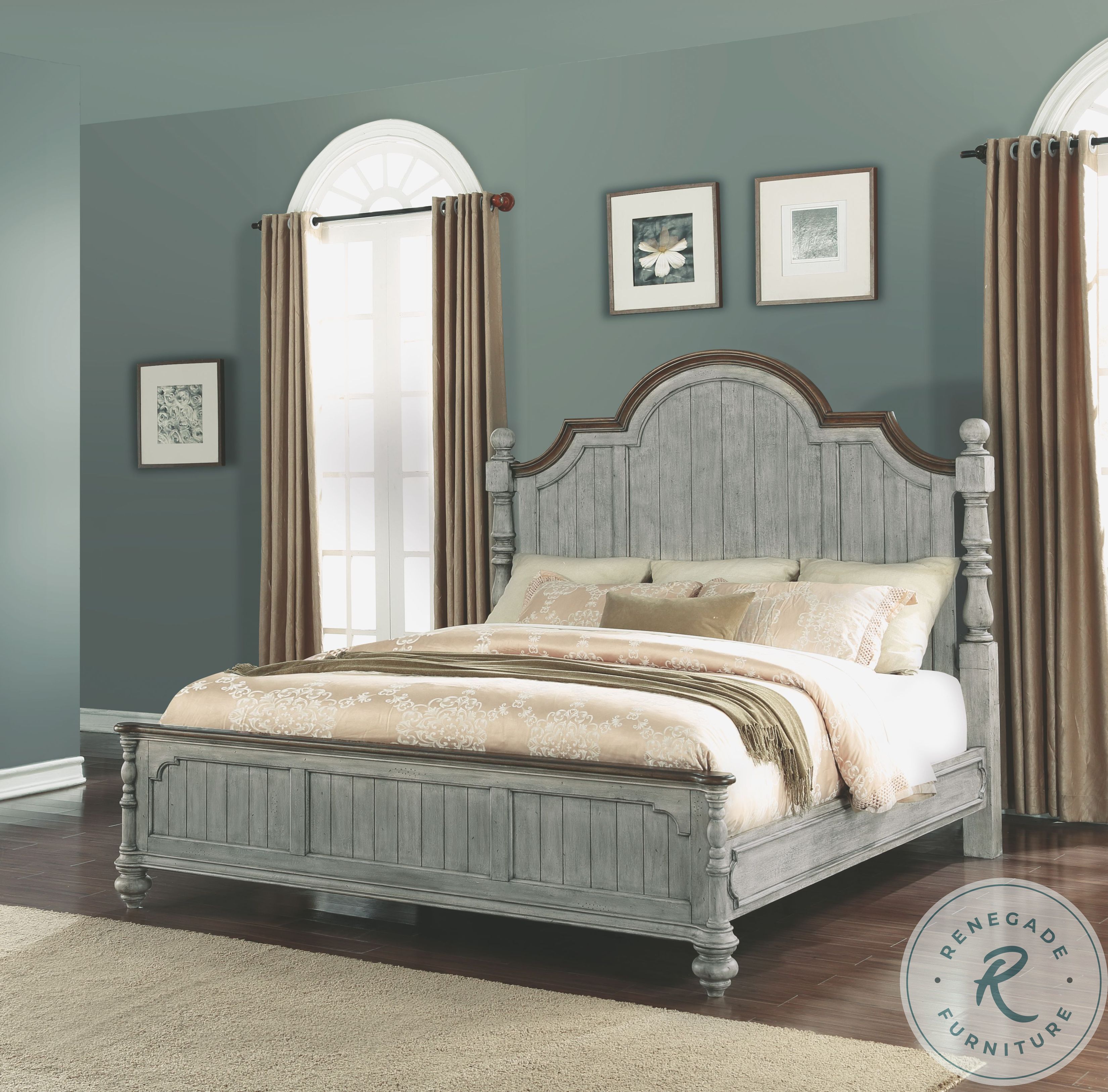 Plymouth Distressed Graywash Poster Bedroom Set from FlexSteel Coleman Furniture