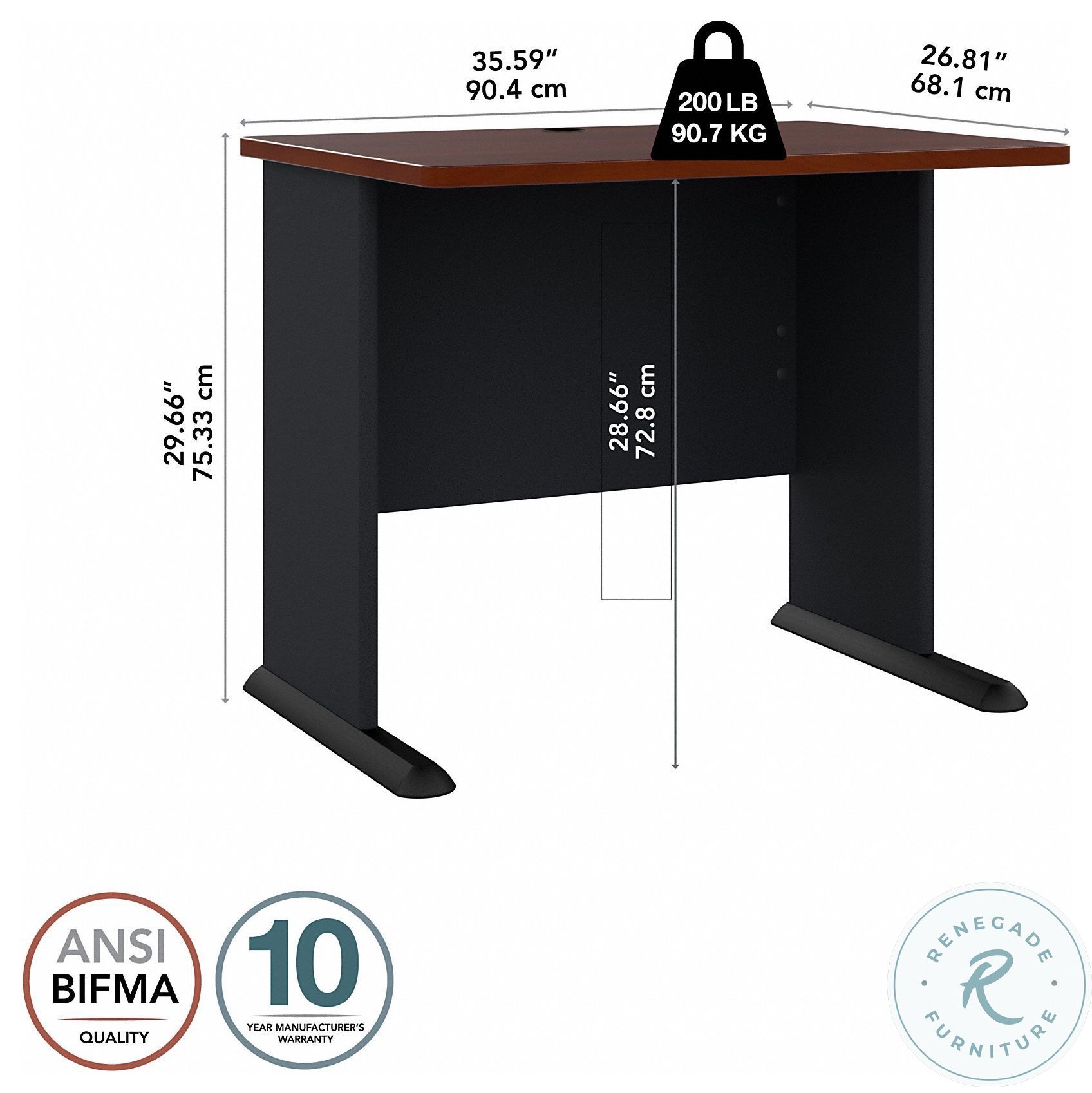 Series A Hansen Cherry 36 Inch Desk from Bush (WC90436A) | Coleman ...