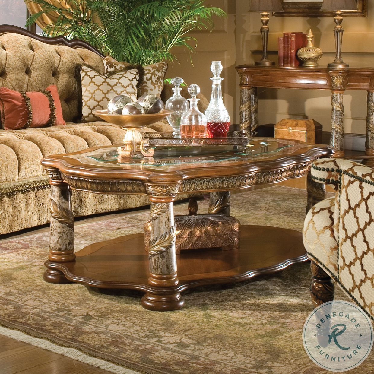 Villa Valencia Classic Chestnut Rectangular Cocktail Table From Michael Amini Coleman Furniture
