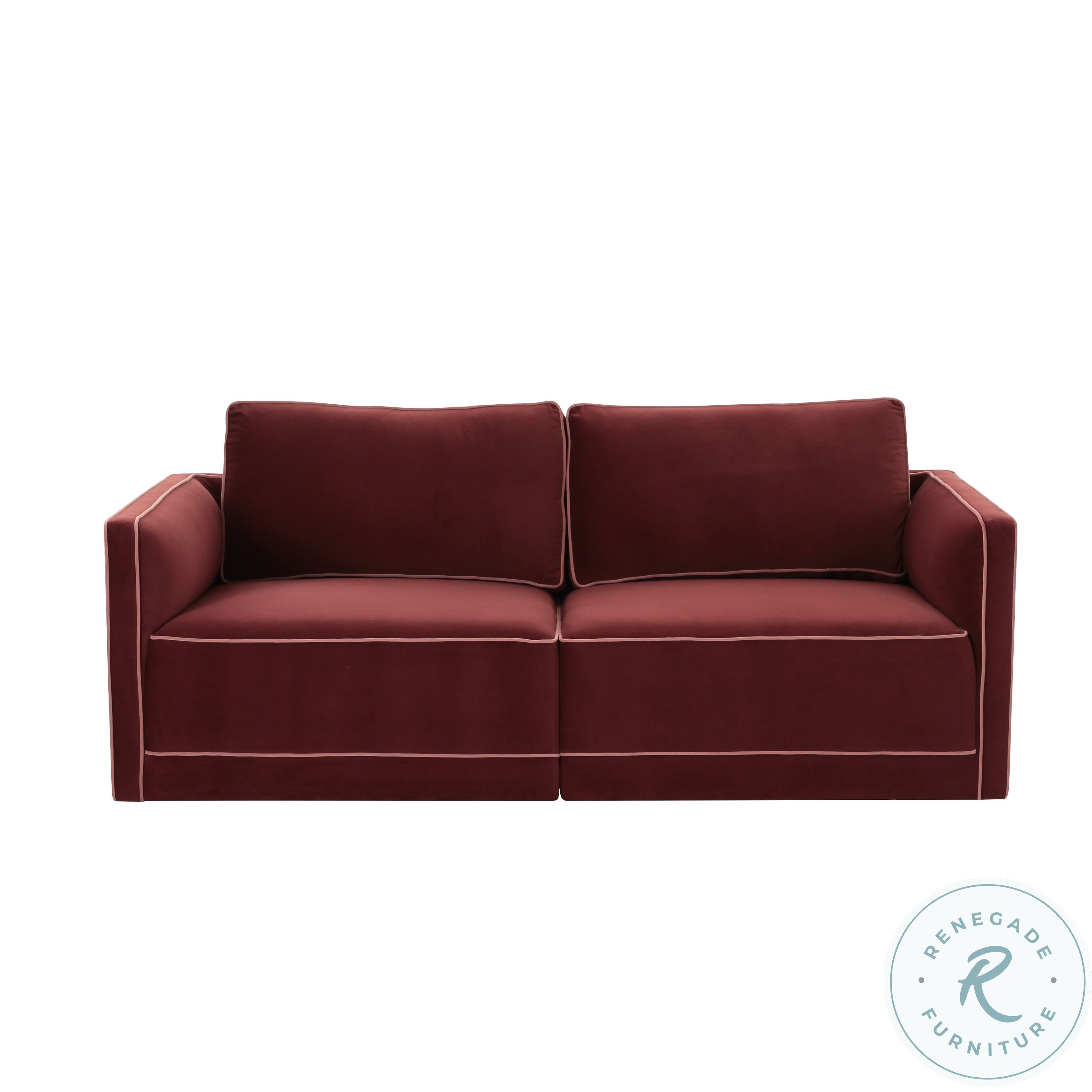 Willow Berry Red Velvet Modular Loveseat From Coleman Furniture ...