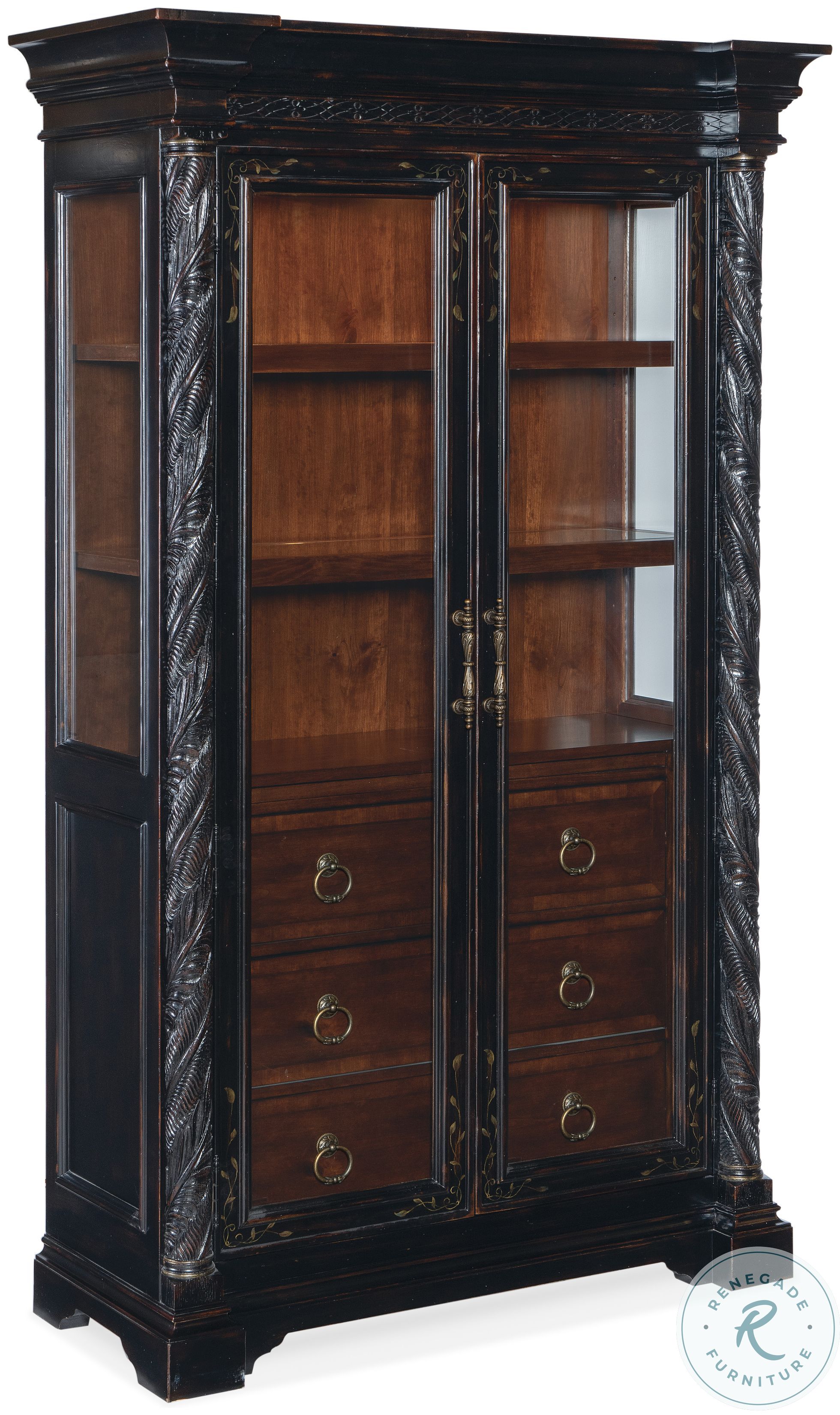 Charleston Black And Brown Display Cabinet From Hooker | Coleman Furniture