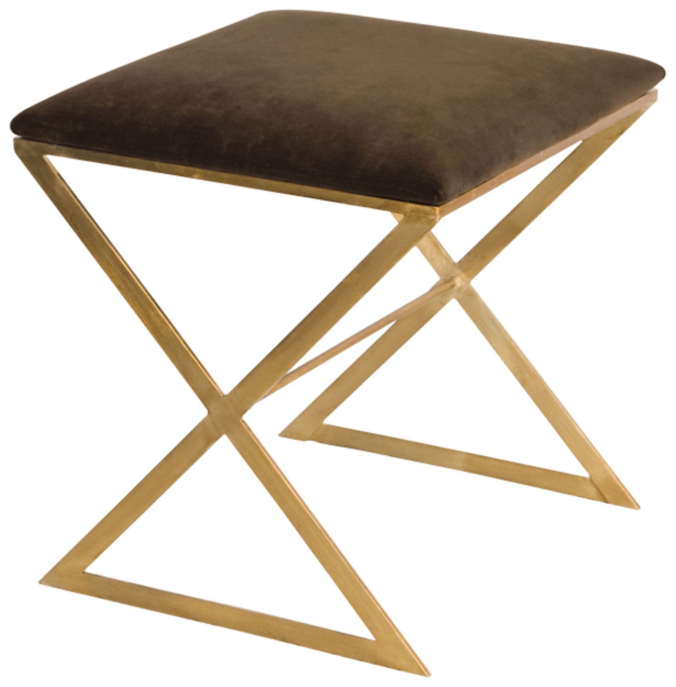 X Side Brown and Gold Stool from Worlds Away | Coleman Furniture