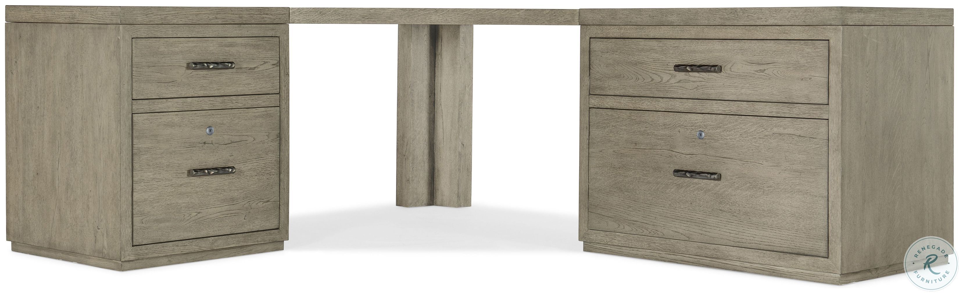 Linville Falls Soft Smoked Gray Corner Desk with File and Lateral File ...