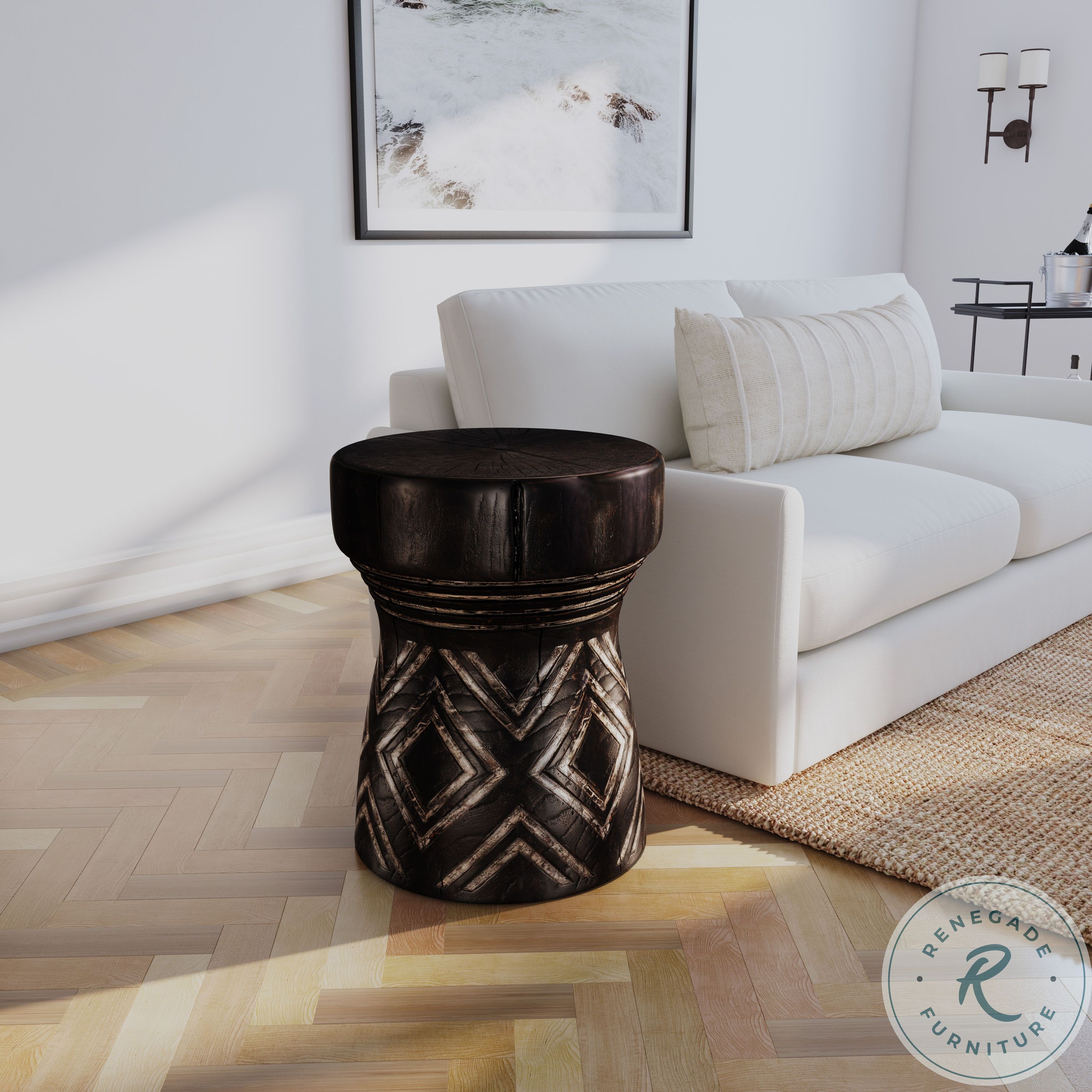 Commerce and Market Black Carved Stump Side Table From Hooker | Coleman ...