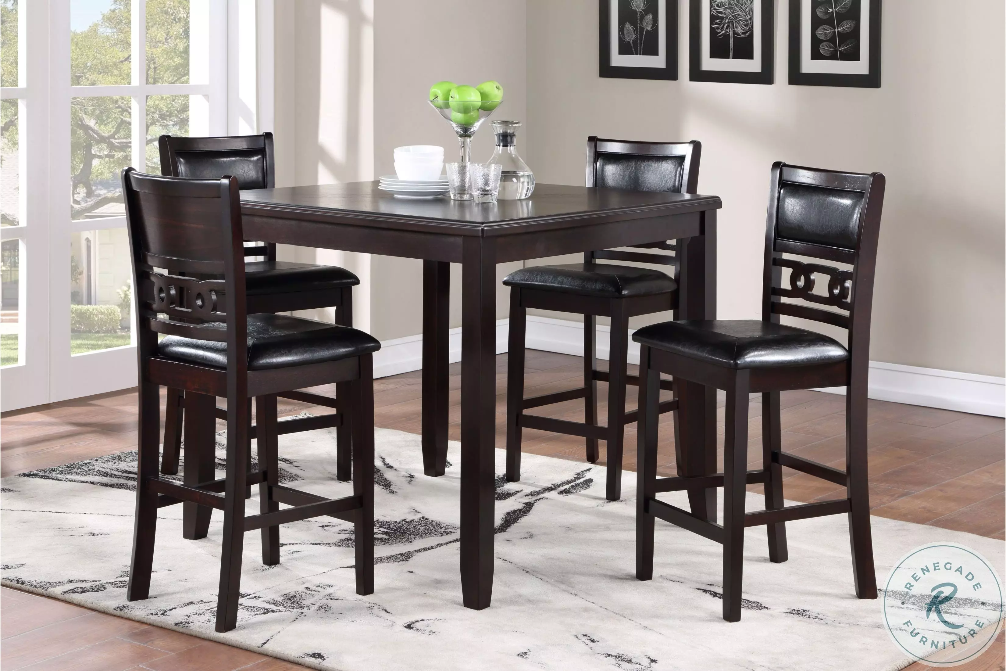 Gia Ebony 5 Piece Counter Height Dining Set From New Classic | Coleman ...