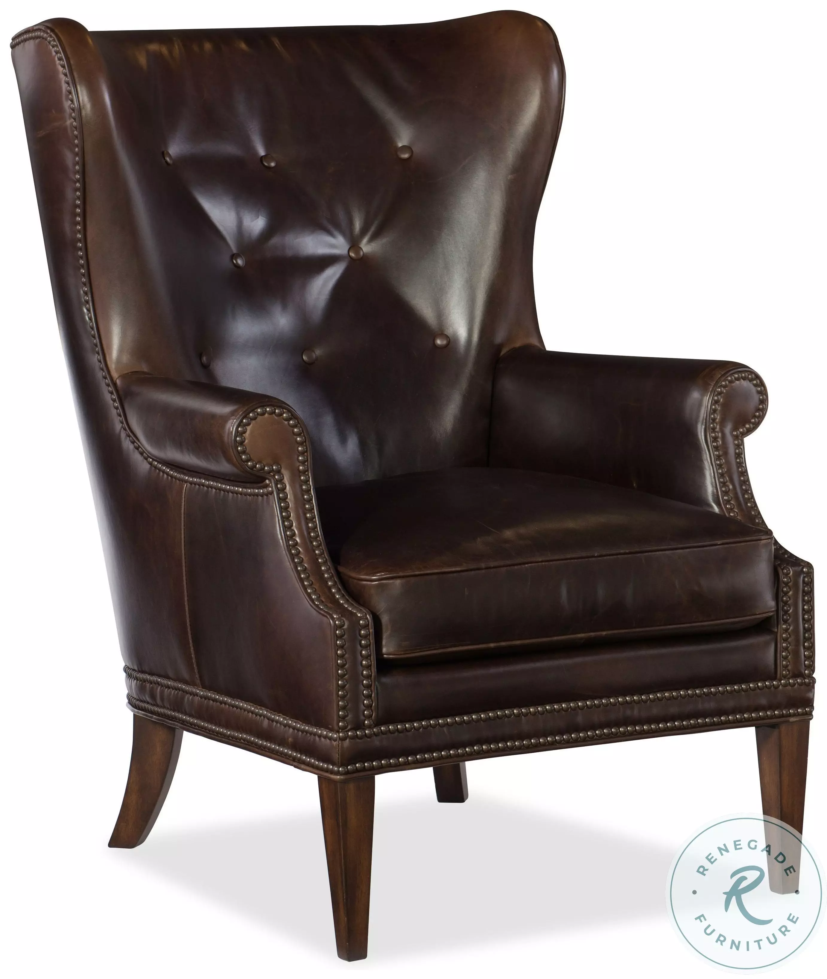 Maya Dark Brown Wing Club Chair from Hooker | Coleman Furniture