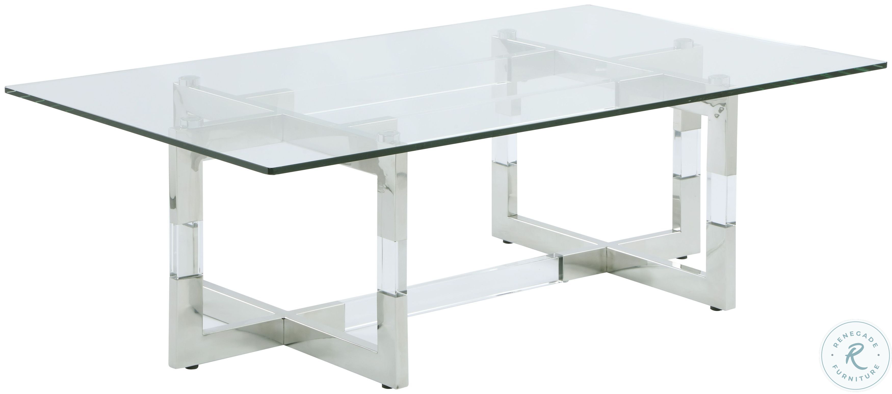 Yasmin Clear And Polished Stainless Steel Cocktail Table From Home ...