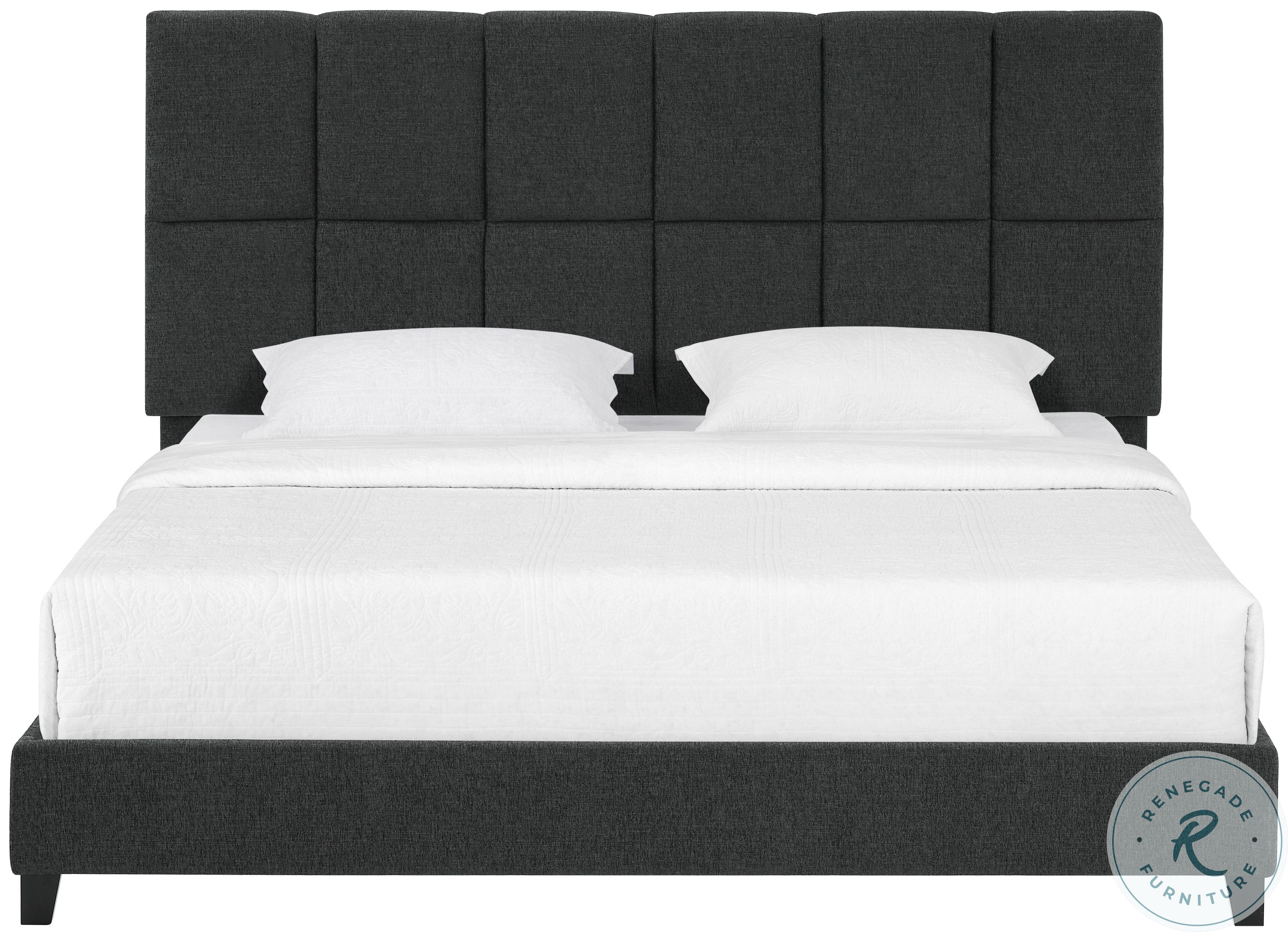 Bridger Grey Squares King Upholstered Platform Bed From Legends ...