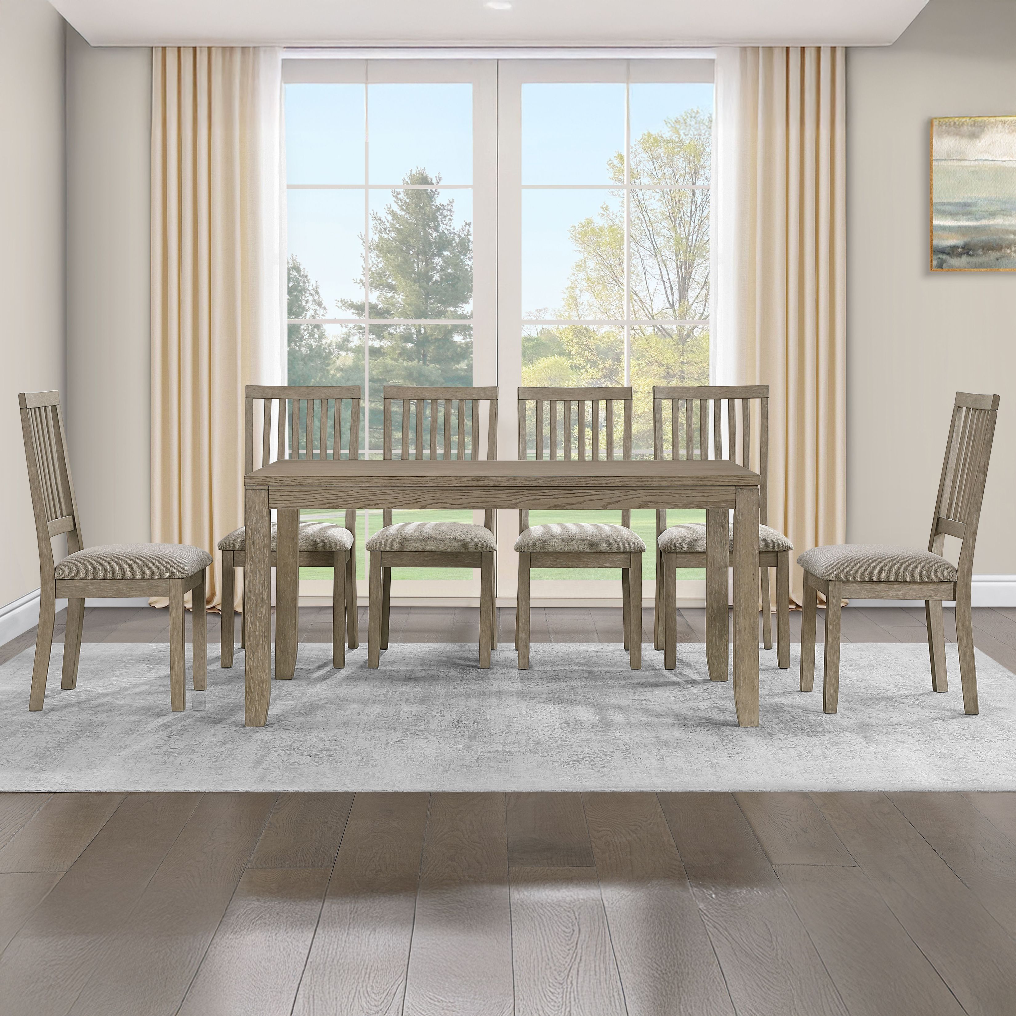 Yorktown Sand 60" Rectangular Dining Table with 6 Side Chairs From ...