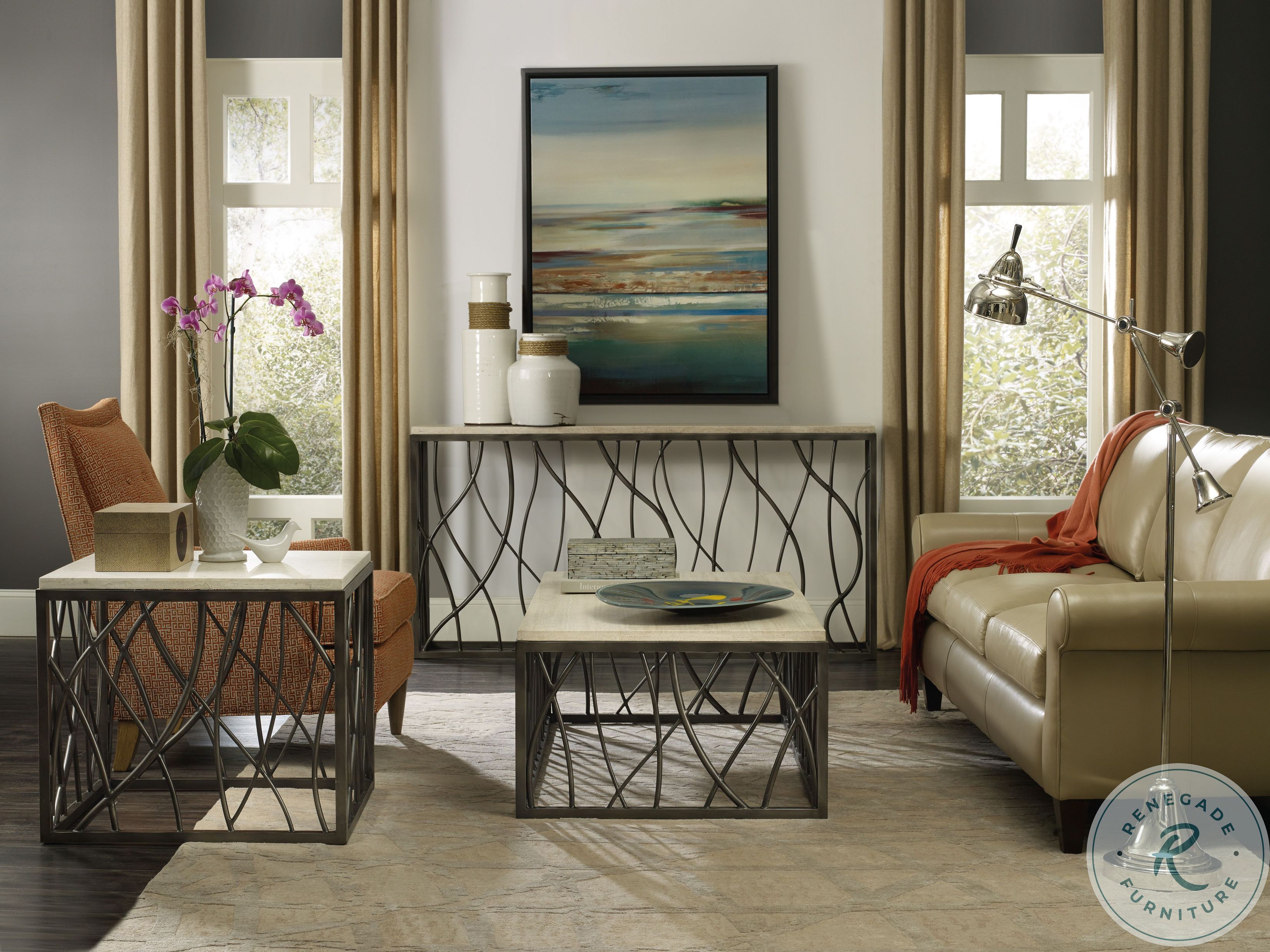 Tubular Solid Steel Console Table from Hooker | Coleman Furniture